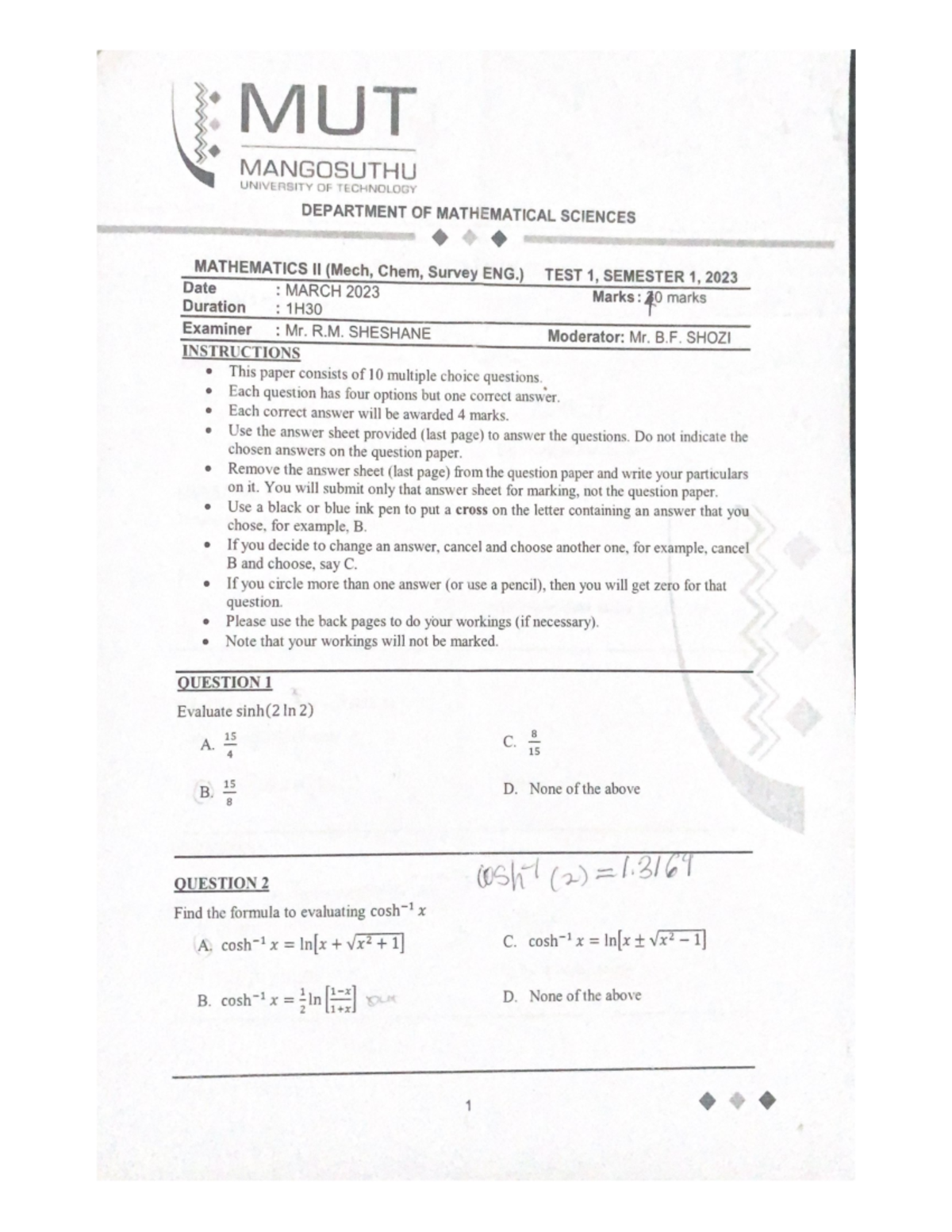 MUT-2 - question paper - MATEL02 - Studocu