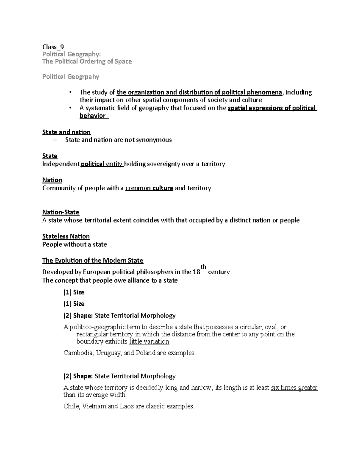 Chapter 9 human geography - Class_9 Political Geography: The Political ...