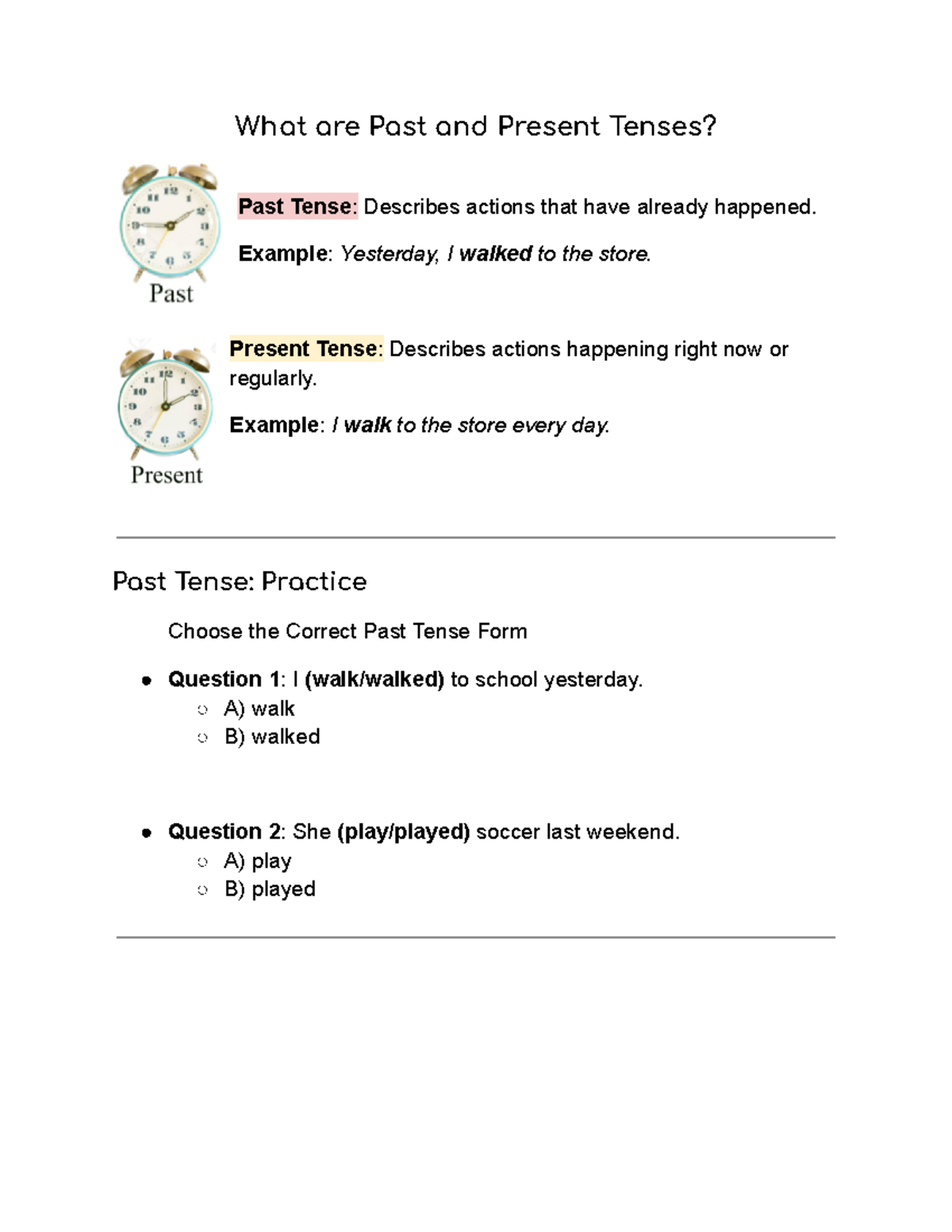 Past, Present & Adjectives - What are Past and Present Tenses? Past ...