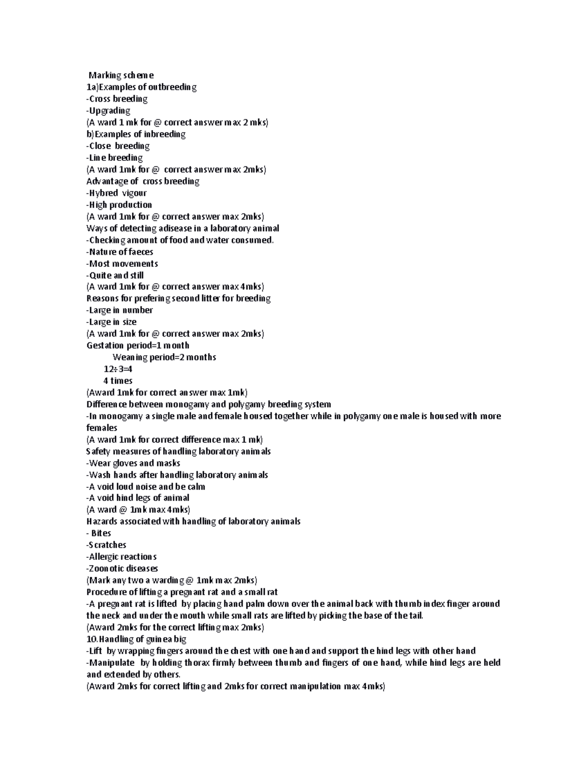 Marking scheme-WPS Office - Marking scheme 1a)Examples of outbreeding ...