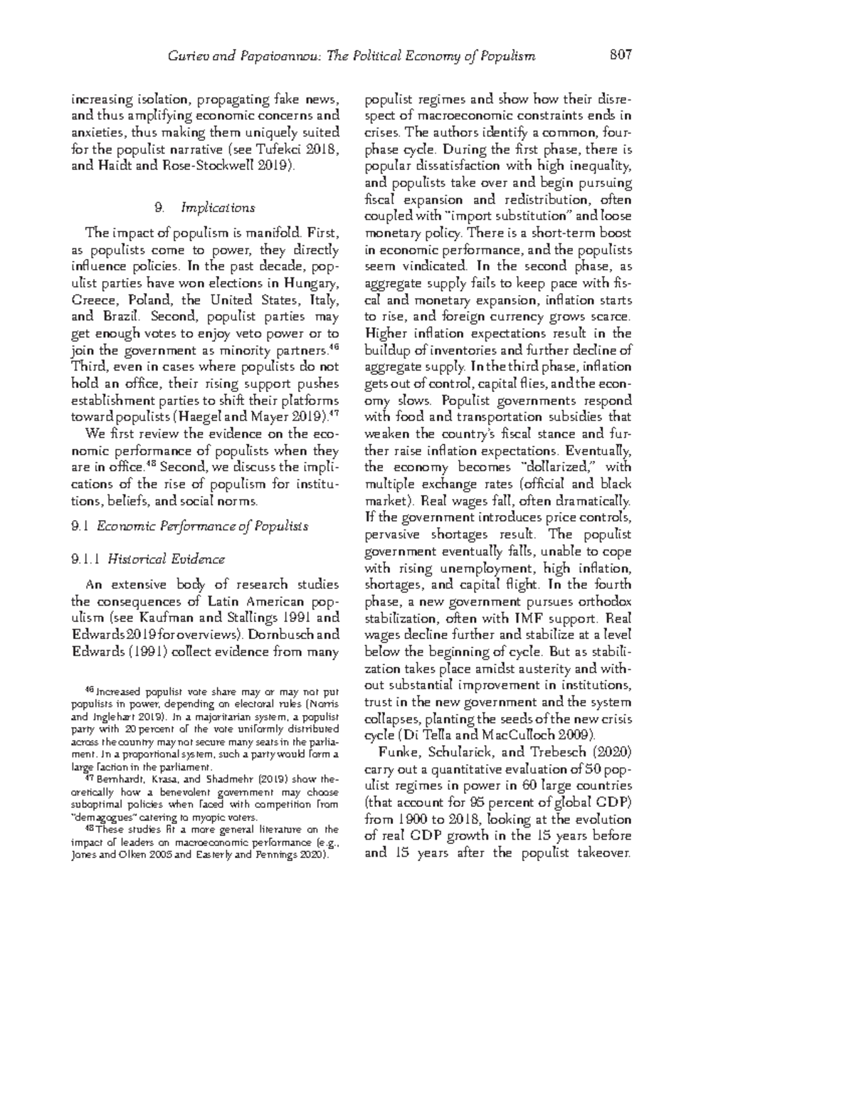 The Political Economy of Populism - 9. Implications The impact of ...