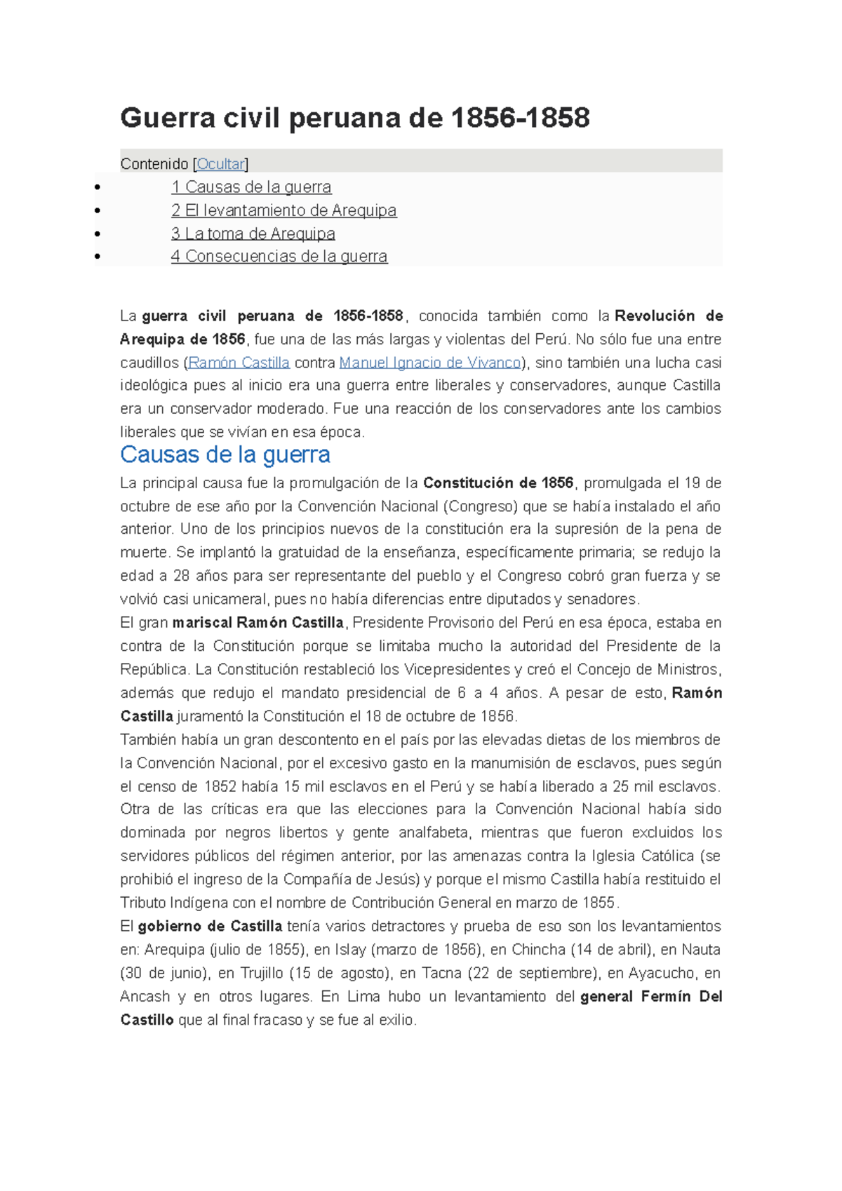 Guerra civil peruana de 1856 - No sólo fue una entre caudillos (Ramón ...