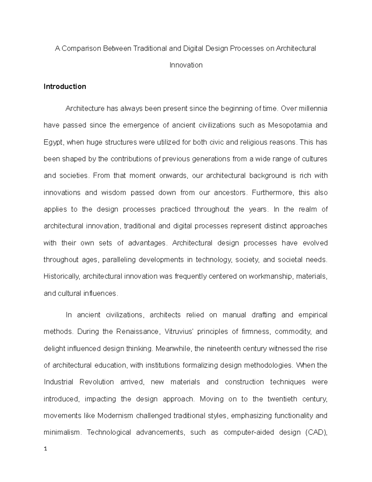 Acad-paper - A Comparison Between Traditional and Digital Design ...