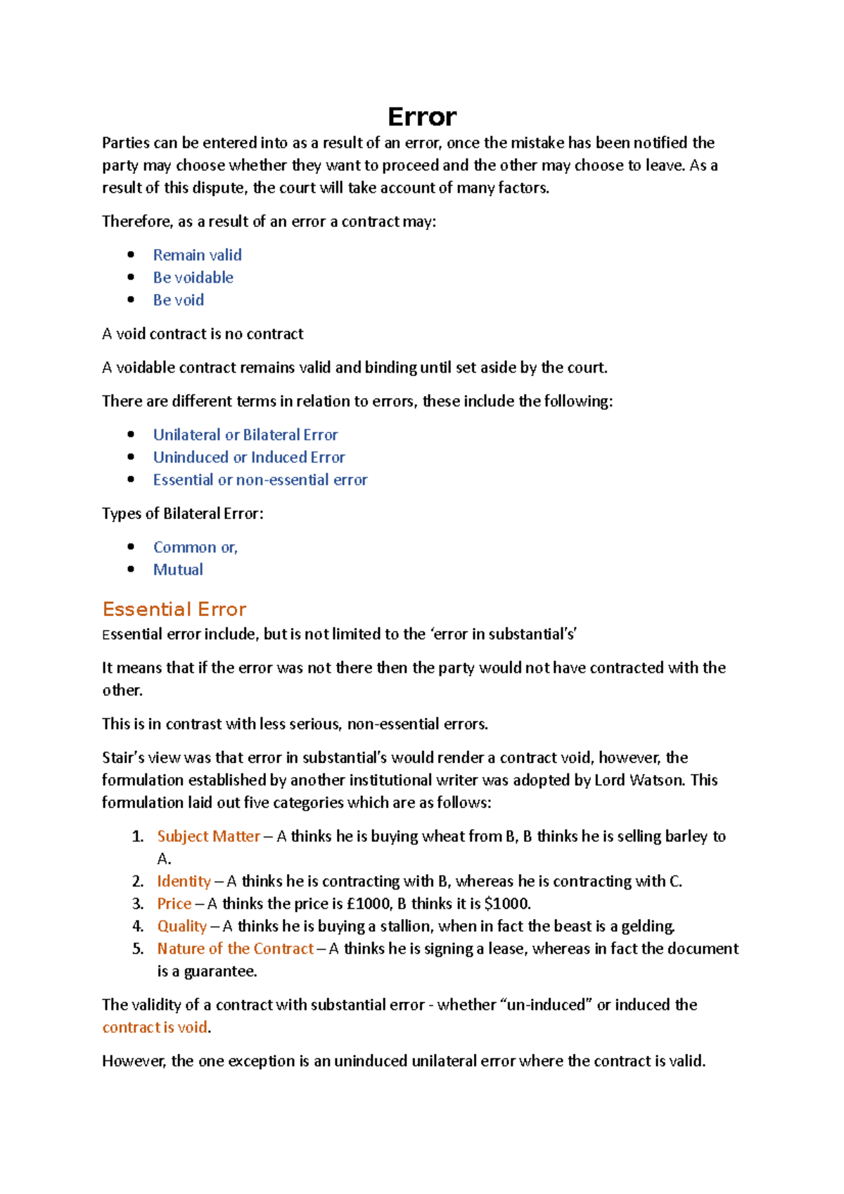 Error - Error Parties can be entered into as a result of an error, once ...