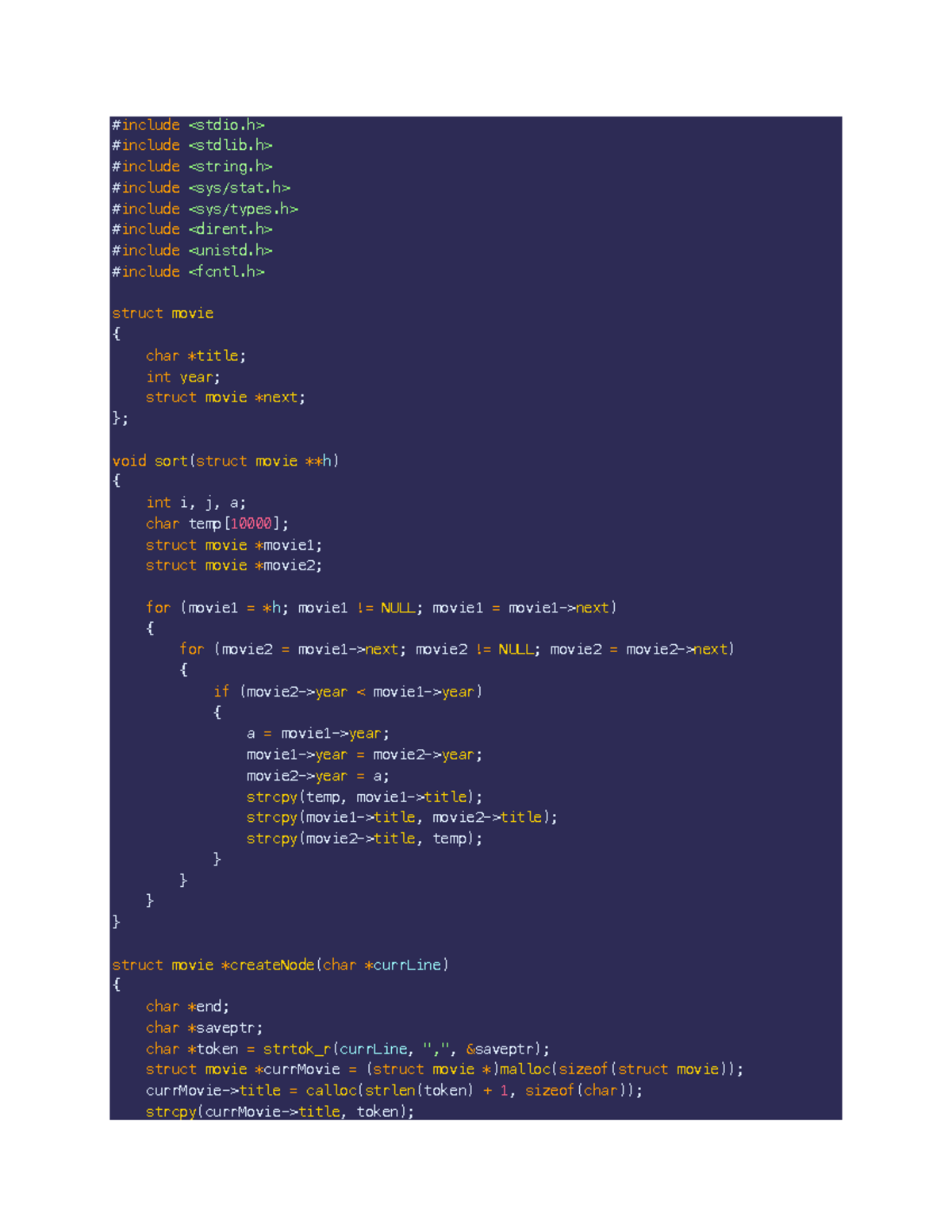 Write a program that Reads a CSV file with movie data that is provided ...