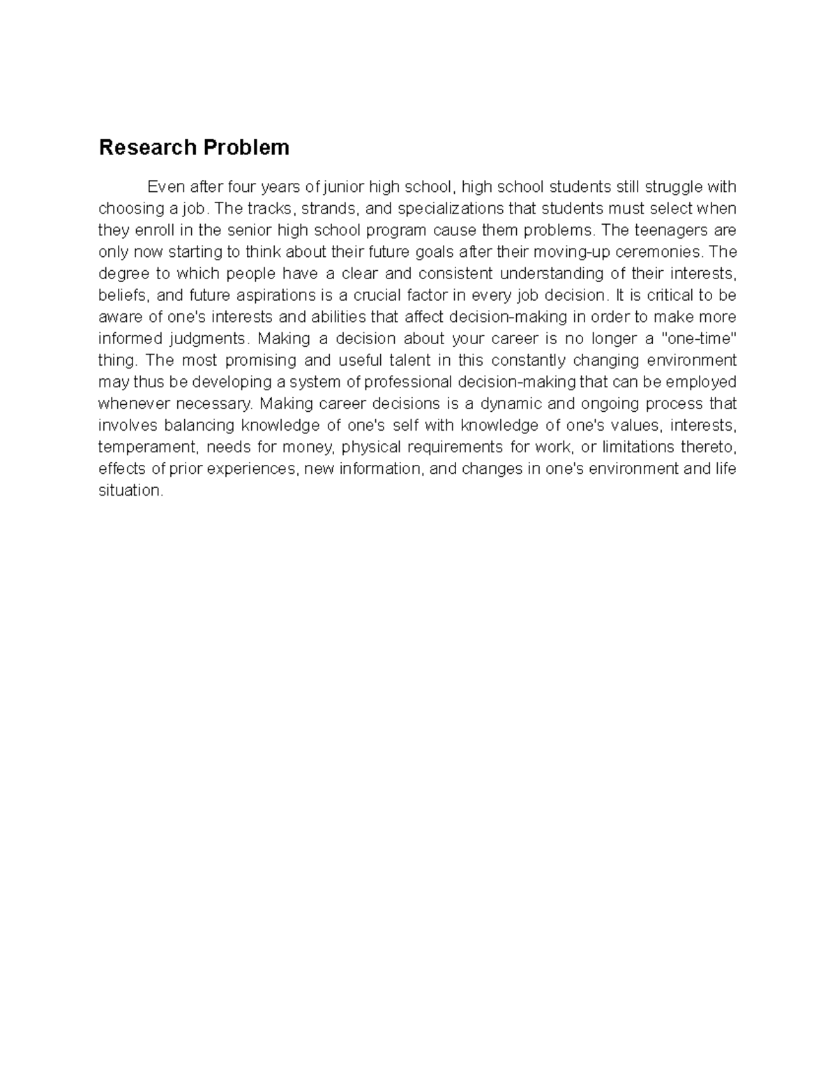 Research-Problem - 123 - Research Problem Even after four years of ...