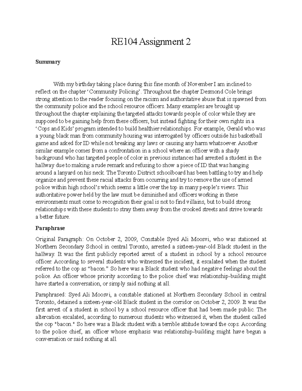 Evil and It's Symbols Writing Assignment #2 - RE104 - WLU - Studocu