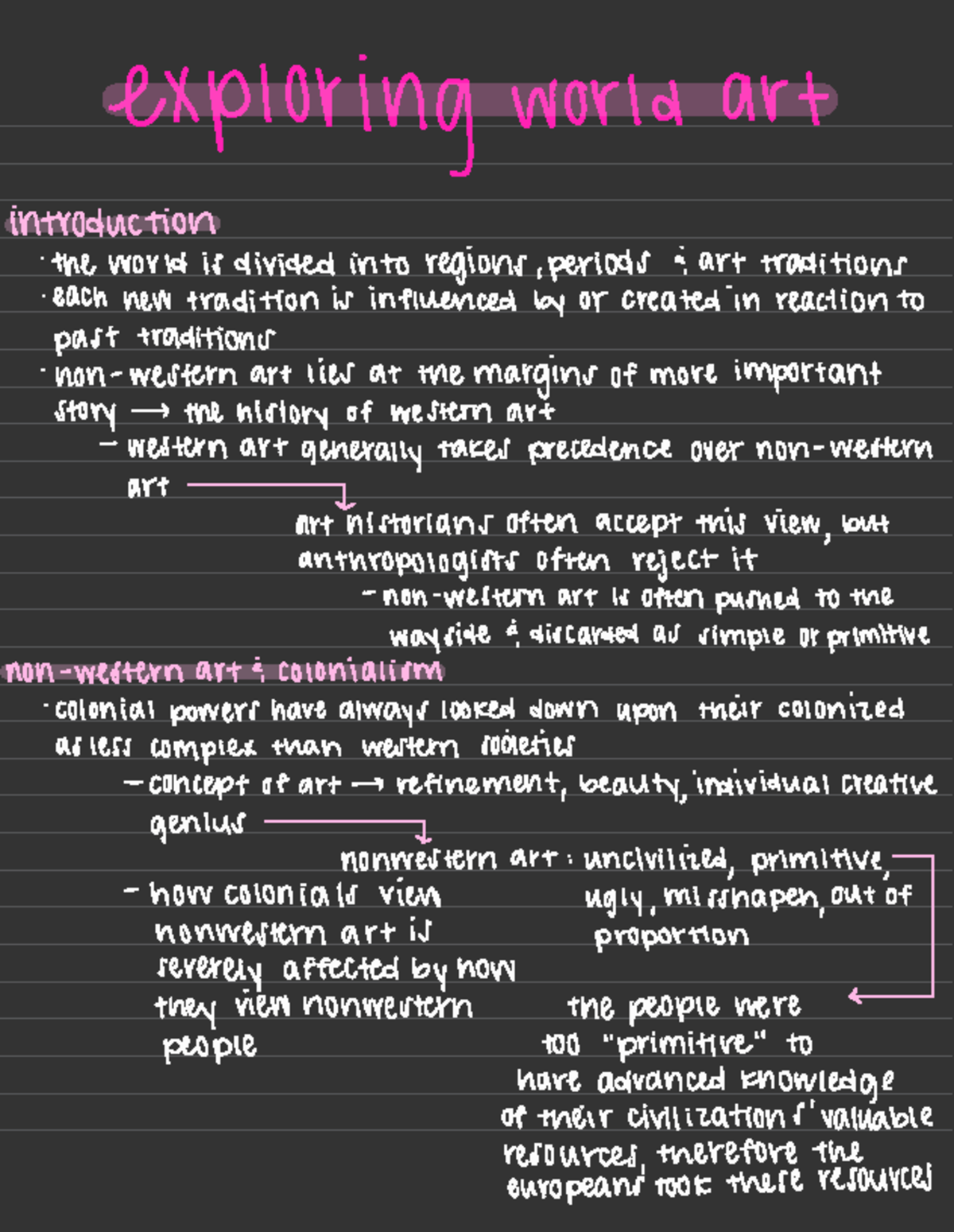 Reading notes - exploring world art introduction the world is divided ...