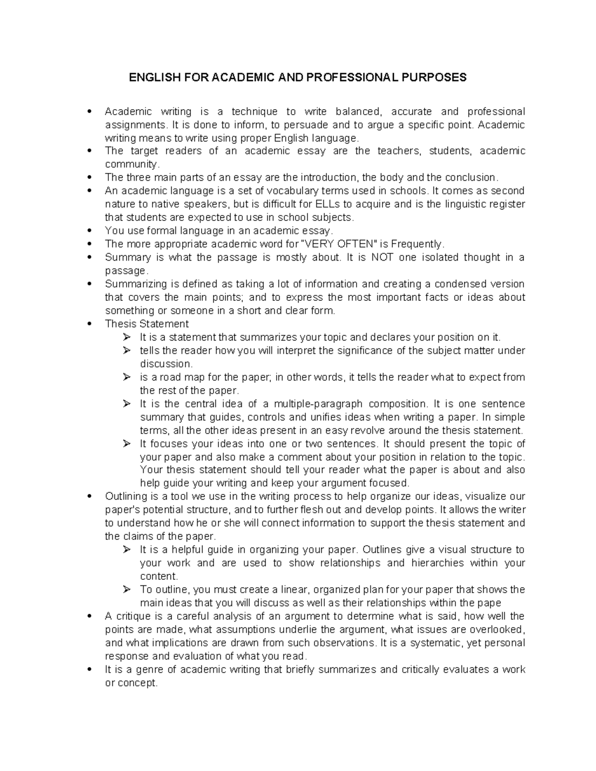 EAPP Reviewer 3rd Quarter - ENGLISH FOR ACADEMIC AND PROFESSIONAL ...