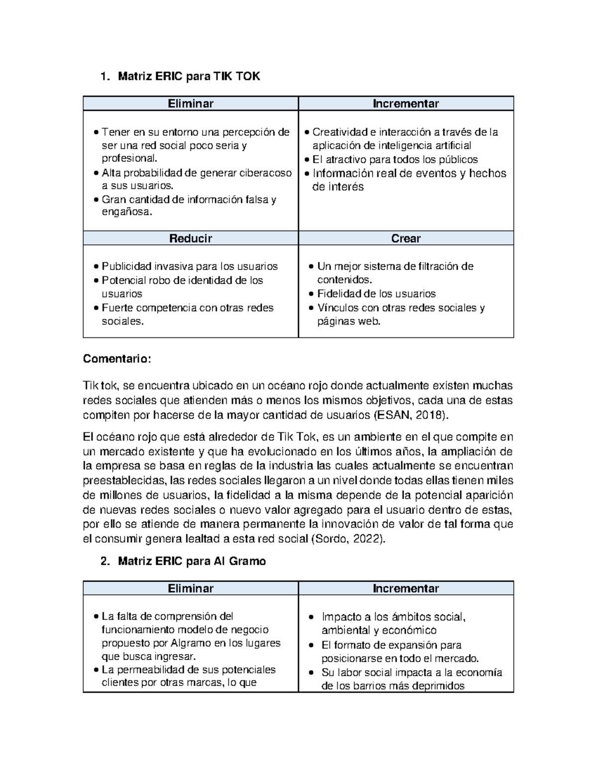 Matriz eric tik tok - ELABORACION DE LA HERRAMIENTA ERIK, QUE ANALIZA ...