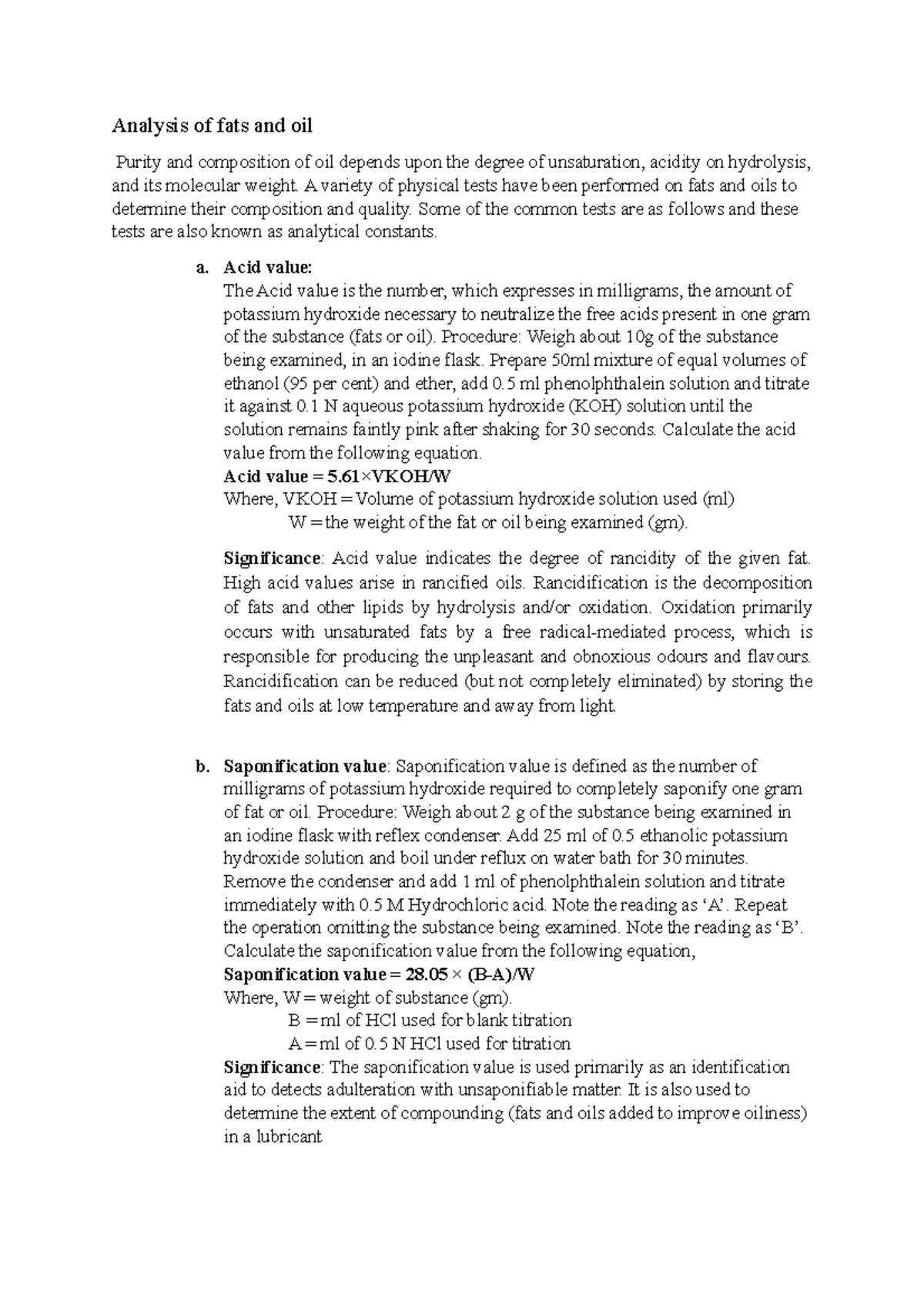 Analysis of fat and oil - Pharmaceutical organic chemistry - Analysis ...