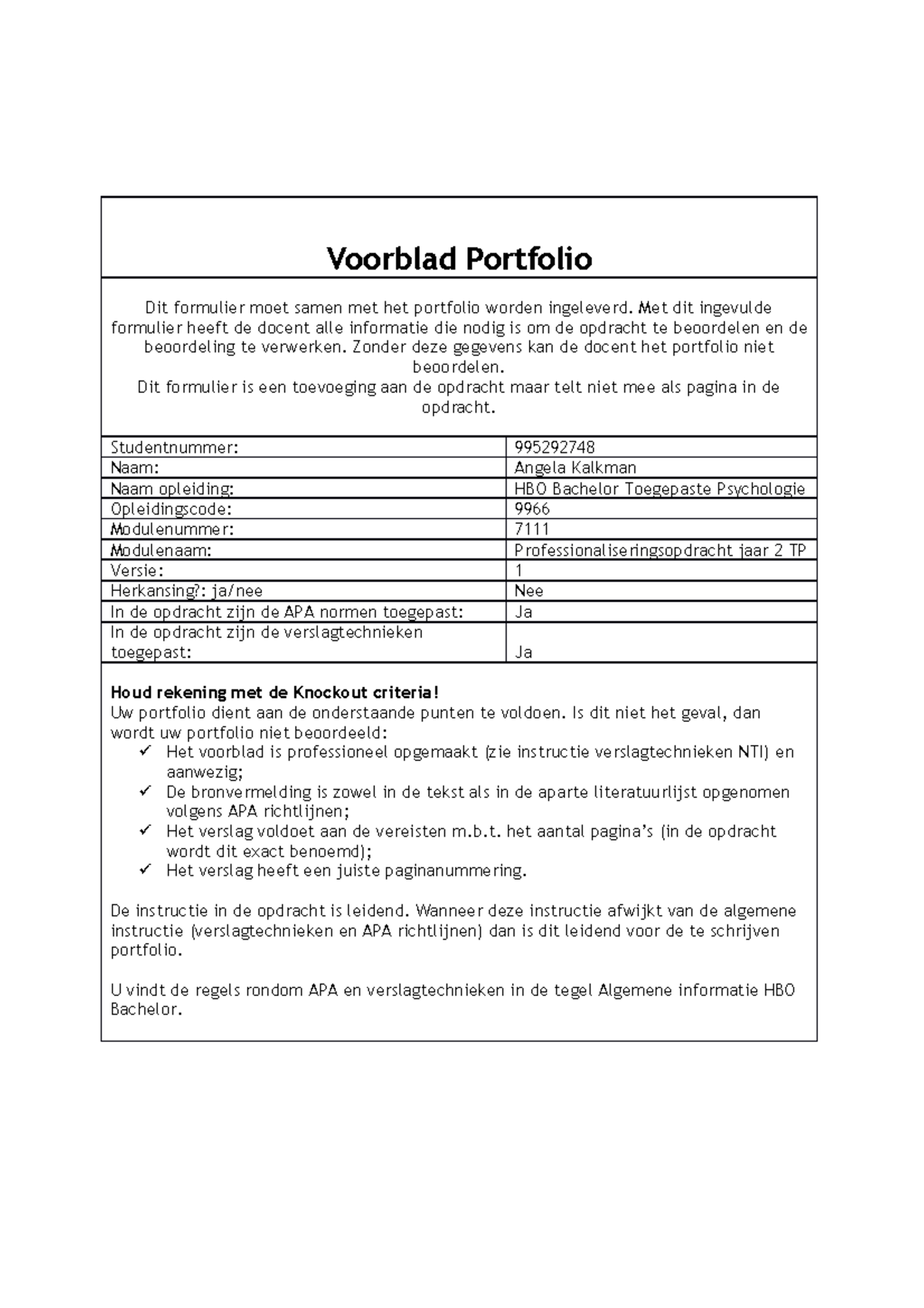 Portfolio Professionaliseringsopdracht 2 - Voorblad Portfolio Dit ...