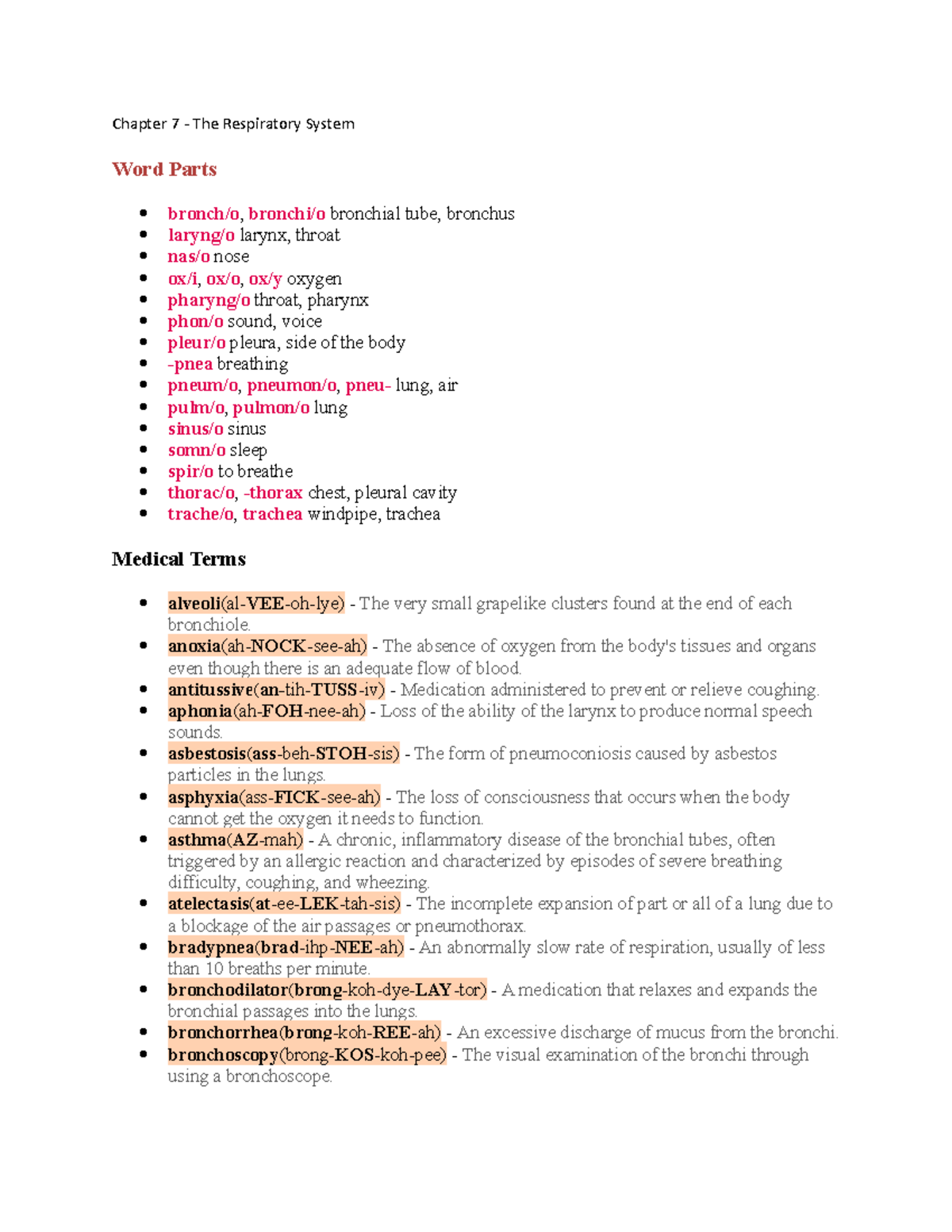 Chapter 7 - The Respiratory System - Chapter 7 - The Respiratory System ...
