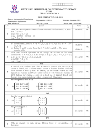 BMATS101 set1 - Model Question Paper- I with effect from 2022 First ...