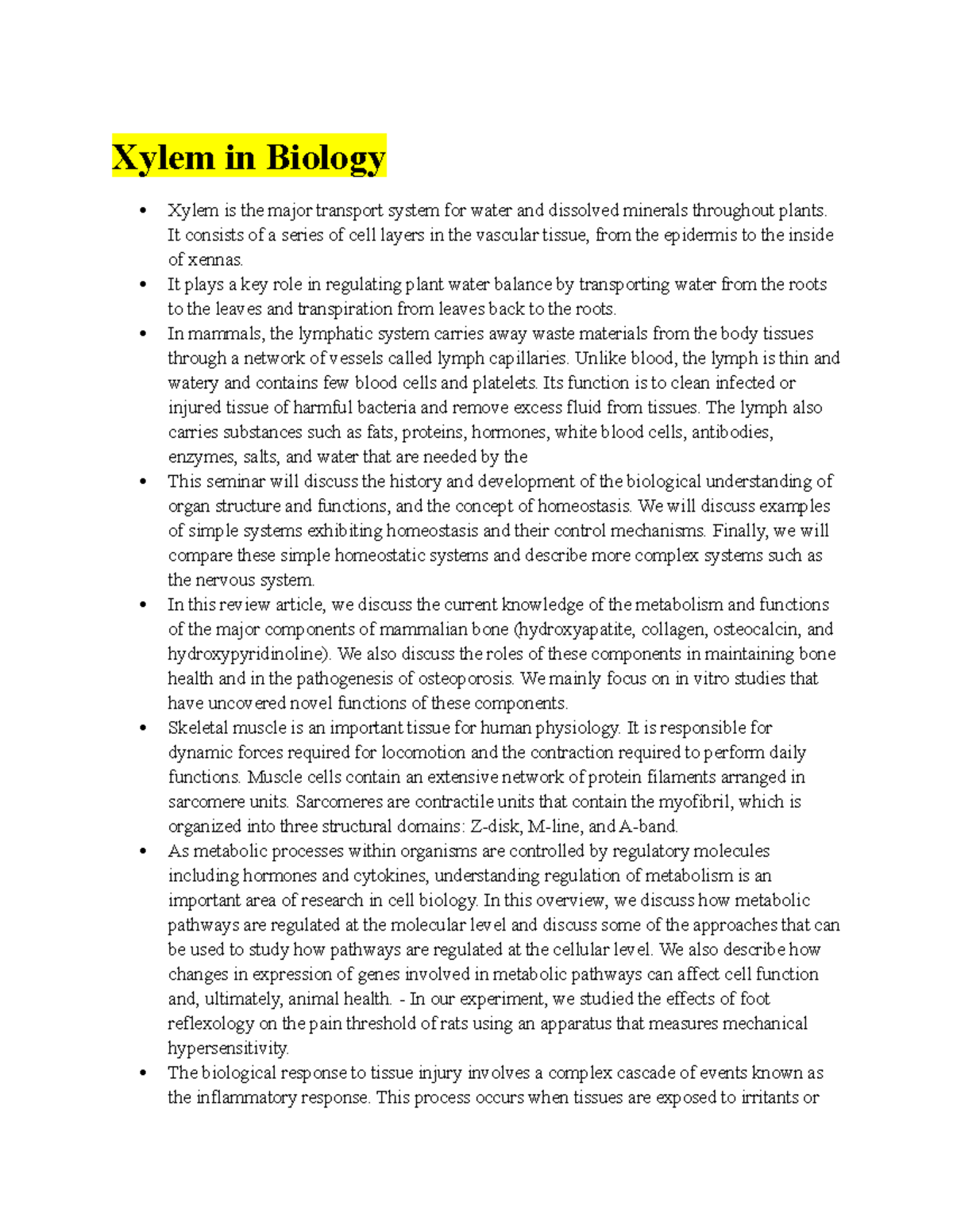 Xylem in Biology - notes - Xylem in Biology Xylem is the major ...