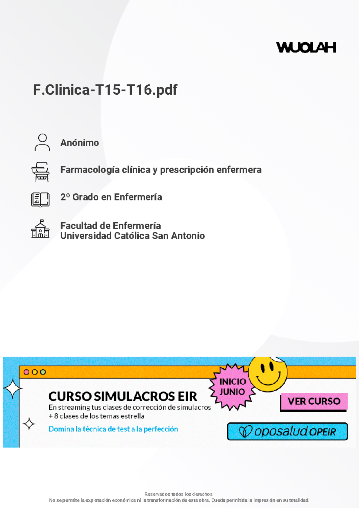 Wuolah-free-F - FARMA CLINICA - F.Clinica-T15-T16 Anónimo Farmacología clínica y prescripción ...