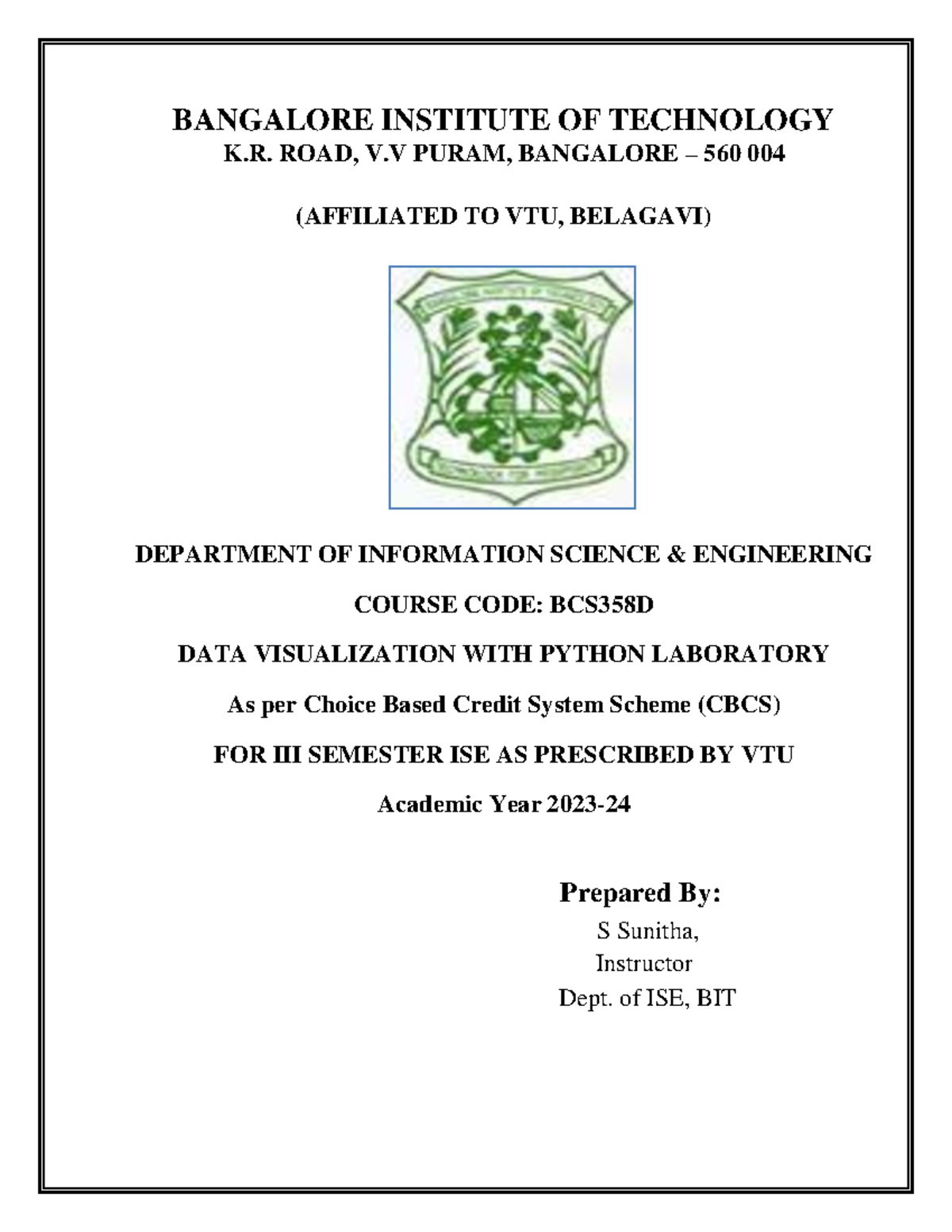 ISE DVP Lab BCS358D merged - BANGALORE INSTITUTE OF TECHNOLOGY K. ROAD ...