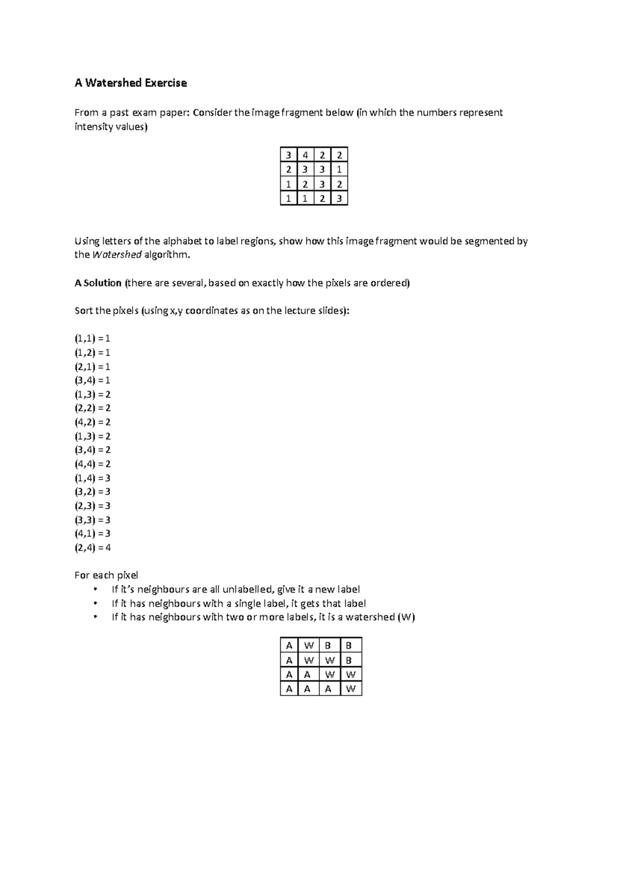 A Watershed Exercise - Solution - A Watershed Exercise From a past exam ...