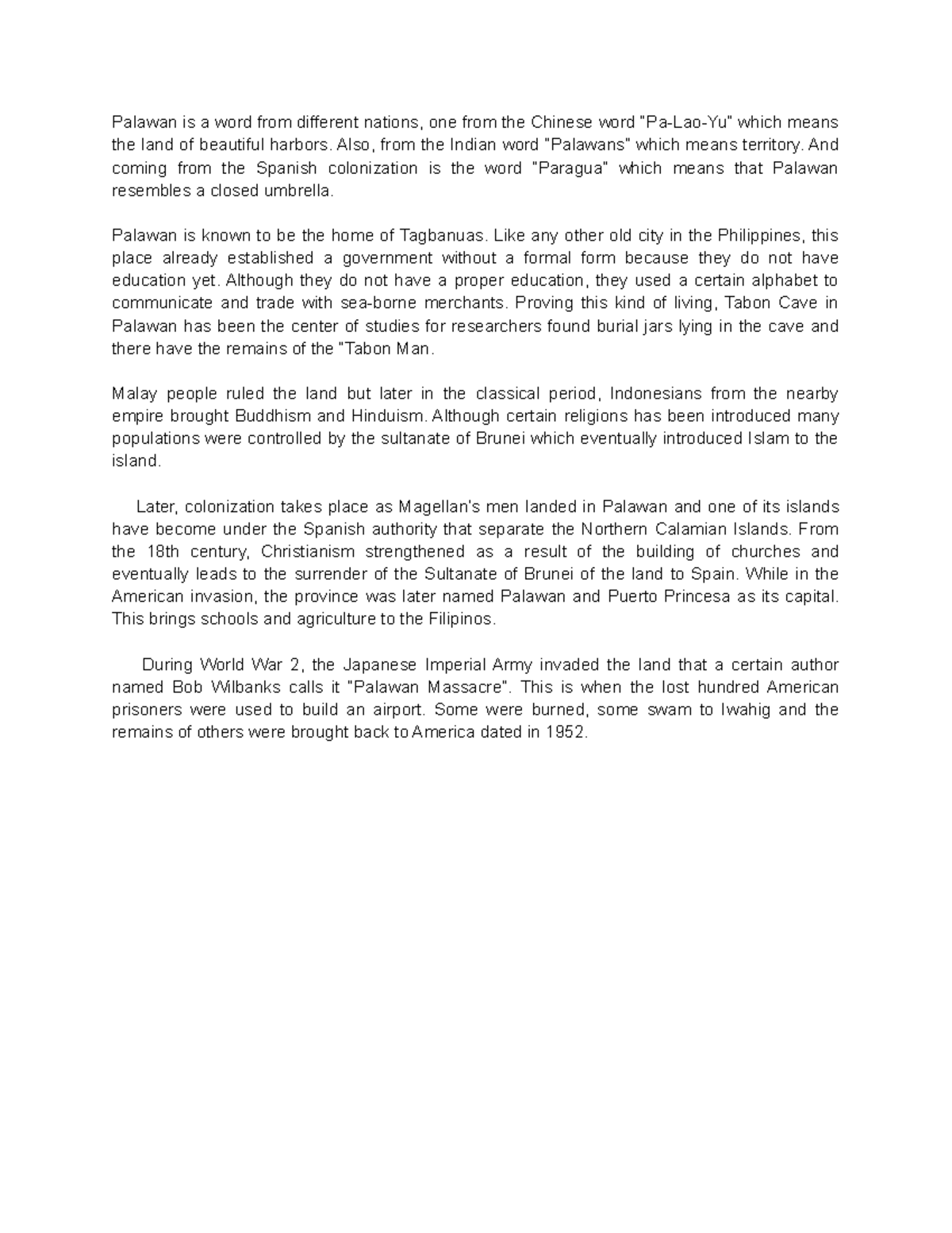 Palawan - Geography - Palawan is a word from different nations, one ...