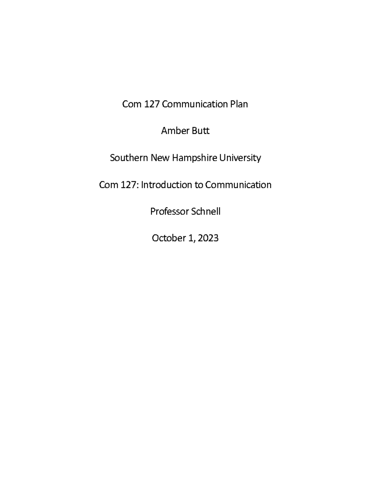 Com 127 Communication Plan - Com 127 Communication Plan Amber Butt ...