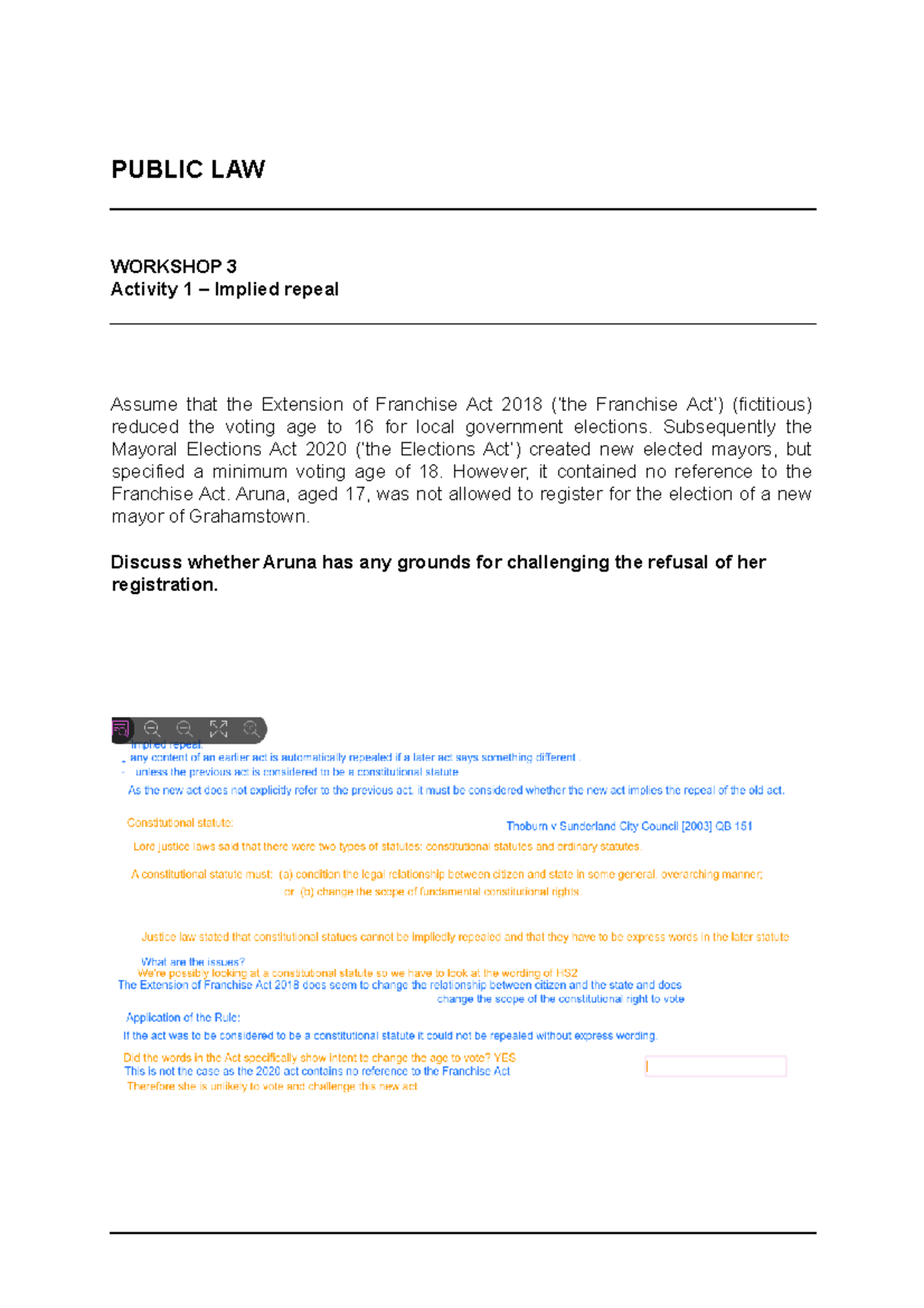 Public LAW Workshop 3 activities - PUBLIC LAW WORKSHOP 3 Activity 1 ...