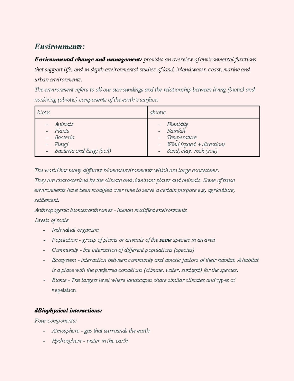 Geo revision - Environments: Environmental change and management ...