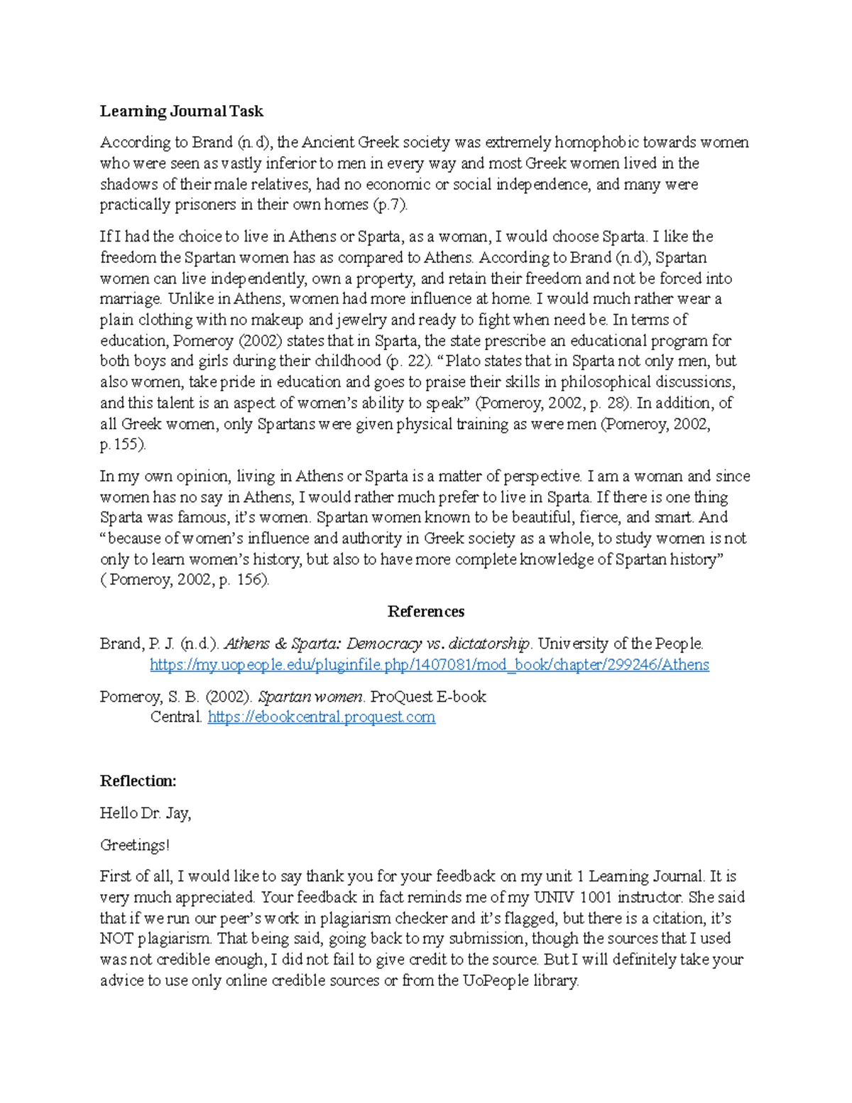 HIST Learning Journal Task Unit 2 - Learning Journal Task According to ...