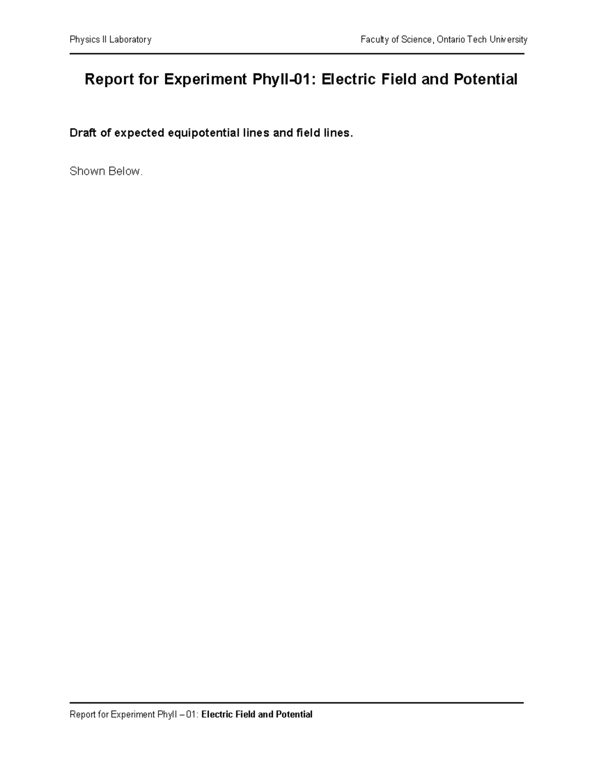 Report Electric Field - lab 3 sem 2 - PHY1020U - Physics II Laboratory ...