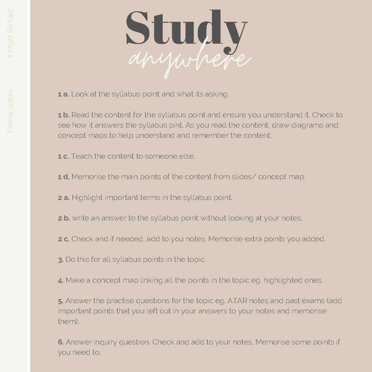 How to Study - Study anywhere It Might Be Said: 1 a. Look at the ...