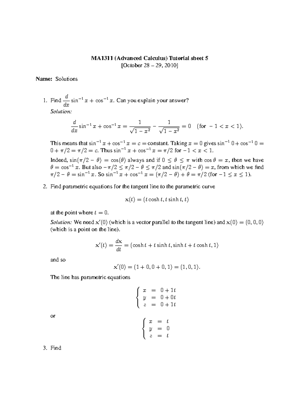 MA1132 2010-2011 Tutorial 5 - MA1311 (Advanced Calculus) Tutorial sheet 5 [October 28 – 29, 2010 ...
