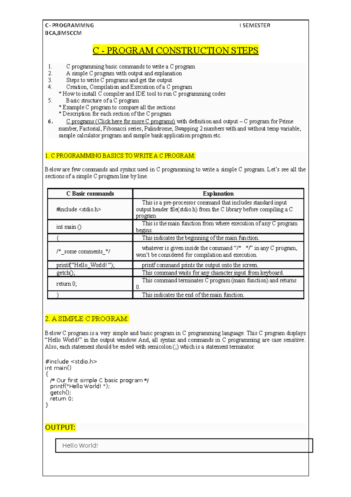 C Programming Programe Construction Notes 05 - BCA,BMSCCM C - PROGRAM ...