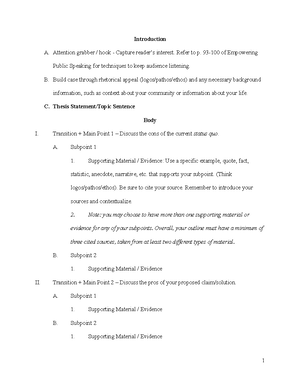 Outline Problem-Cause-Solution Template - Introduction A. Attention ...