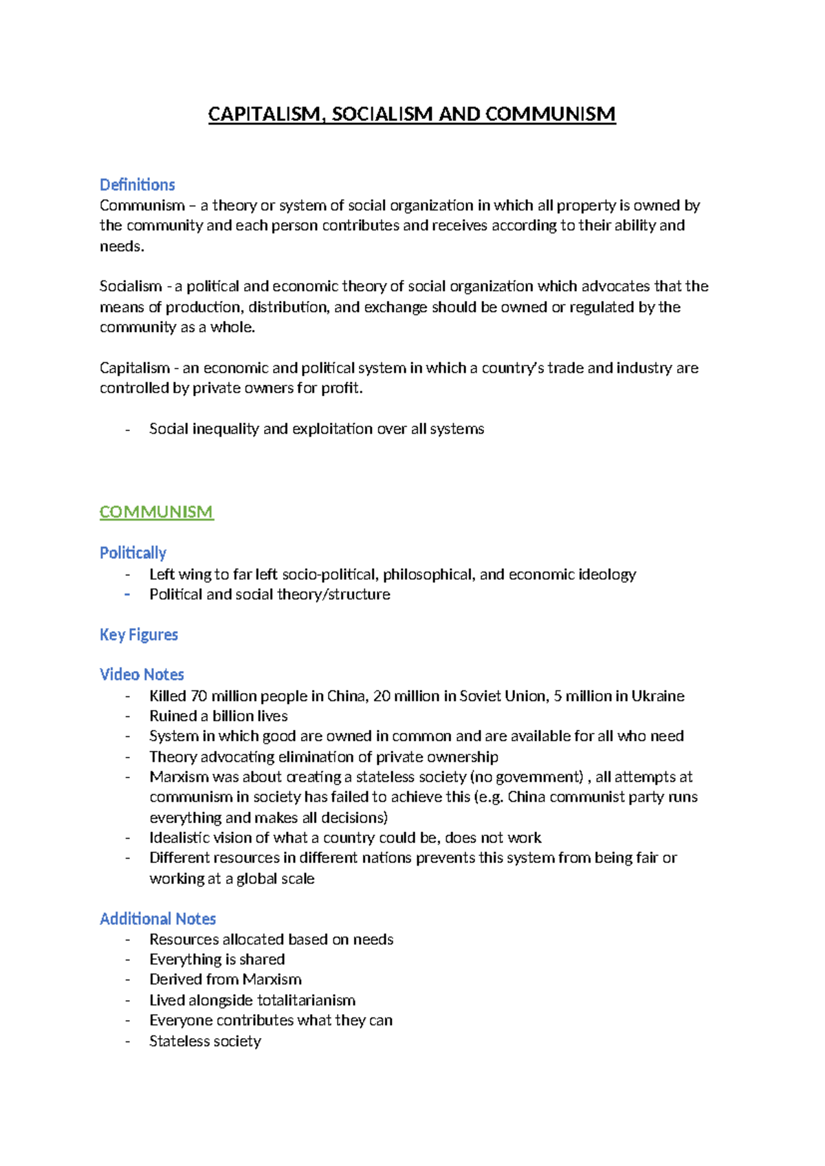 Capitalism, Socialism AND Communism - CAPITALISM, SOCIALISM AND ...