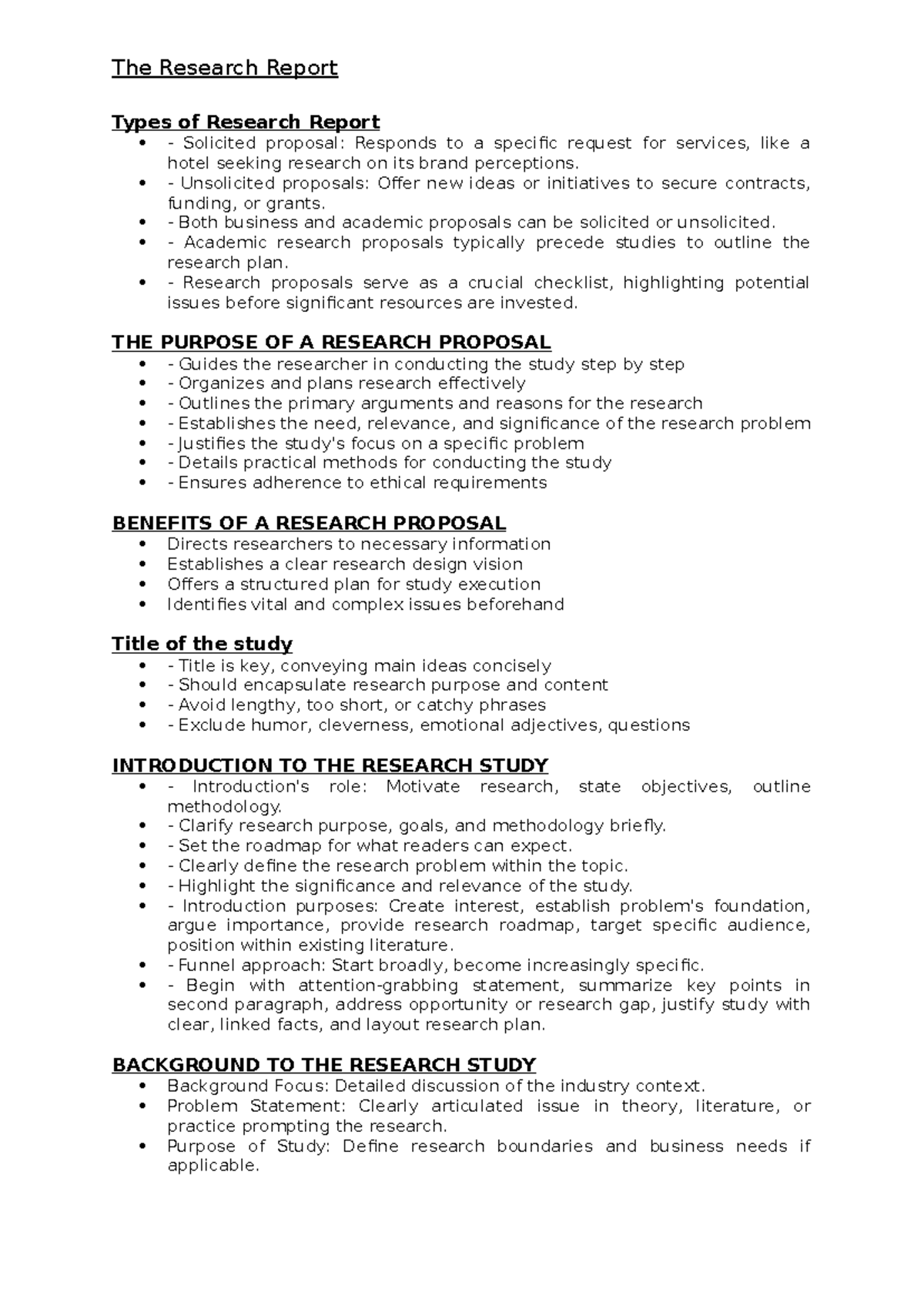 Types of Research Report - - Unsolicited proposals: Offer new ideas or ...