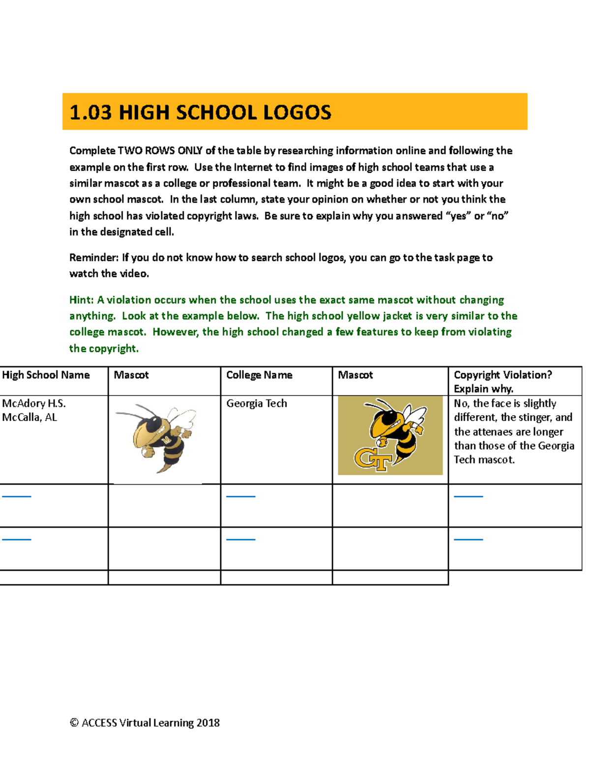 High school logos - 1 HIGH SCHOOL LOGOS Complete TWO ROWS ONLY of the ...