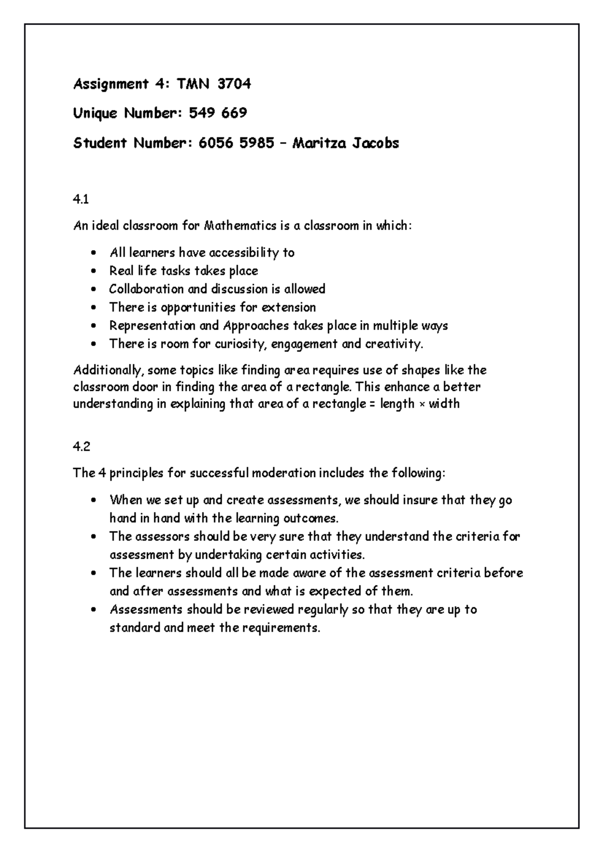 TMN 3704 Assignment 4 - Assignment 4: TMN 3704 Unique Number: 549 669 Student Number: 6056 5985 ...