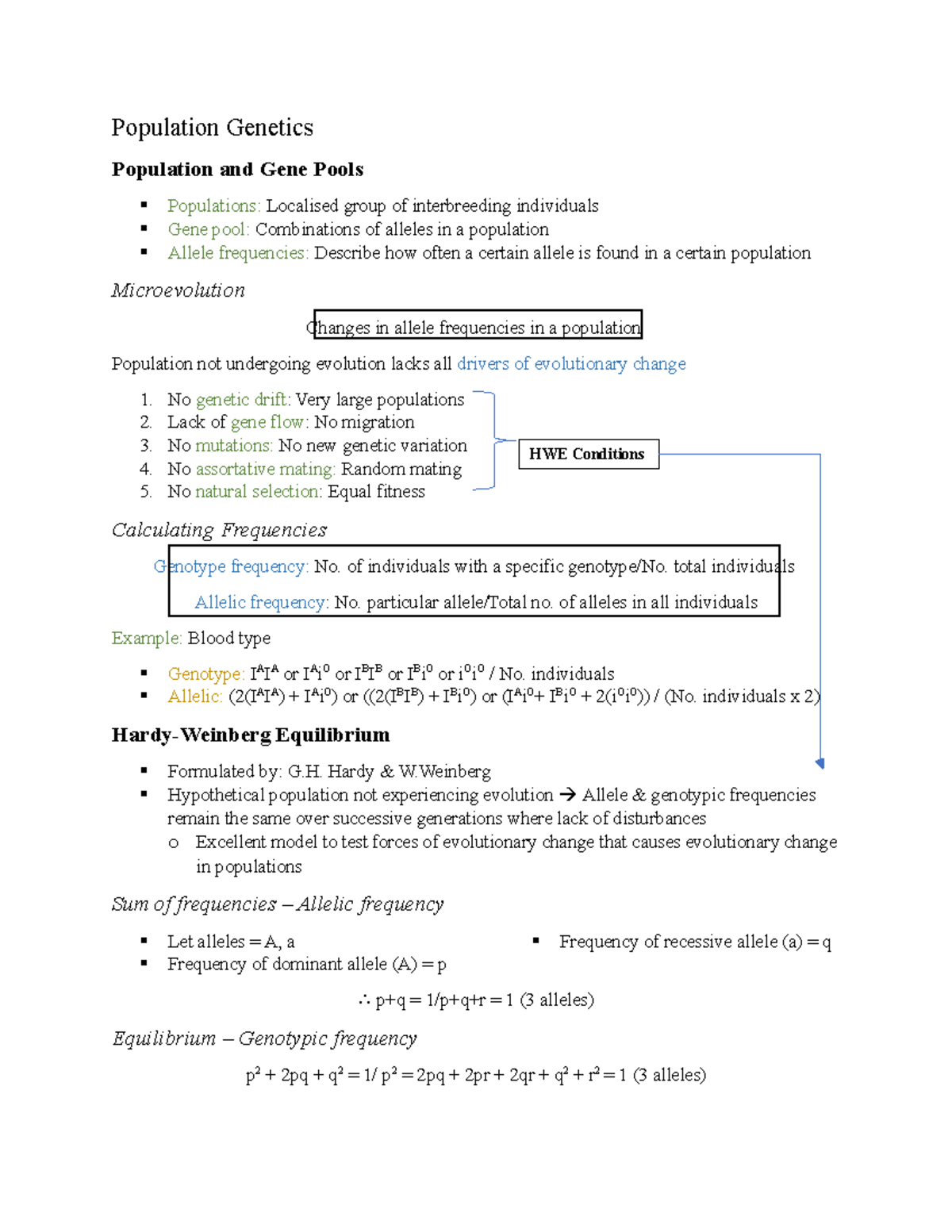 Population Genetics - Population Genetics Population and Gene Pools ...