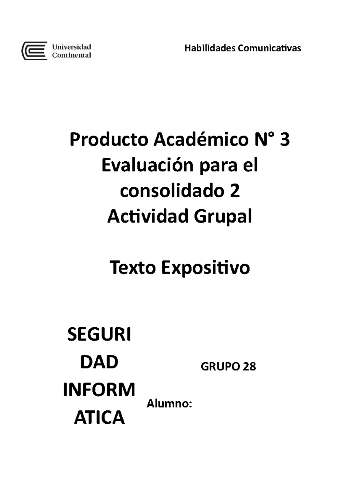Producto academico 3 - Grupo 28 - Habilidades Comunicativas Producto Académico N° 3 Evaluación ...