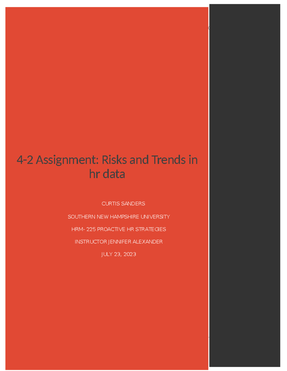 4-2 ASS.. Risks AND Trends - 0 4-2 Assignment: Risks and Trends in hr ...