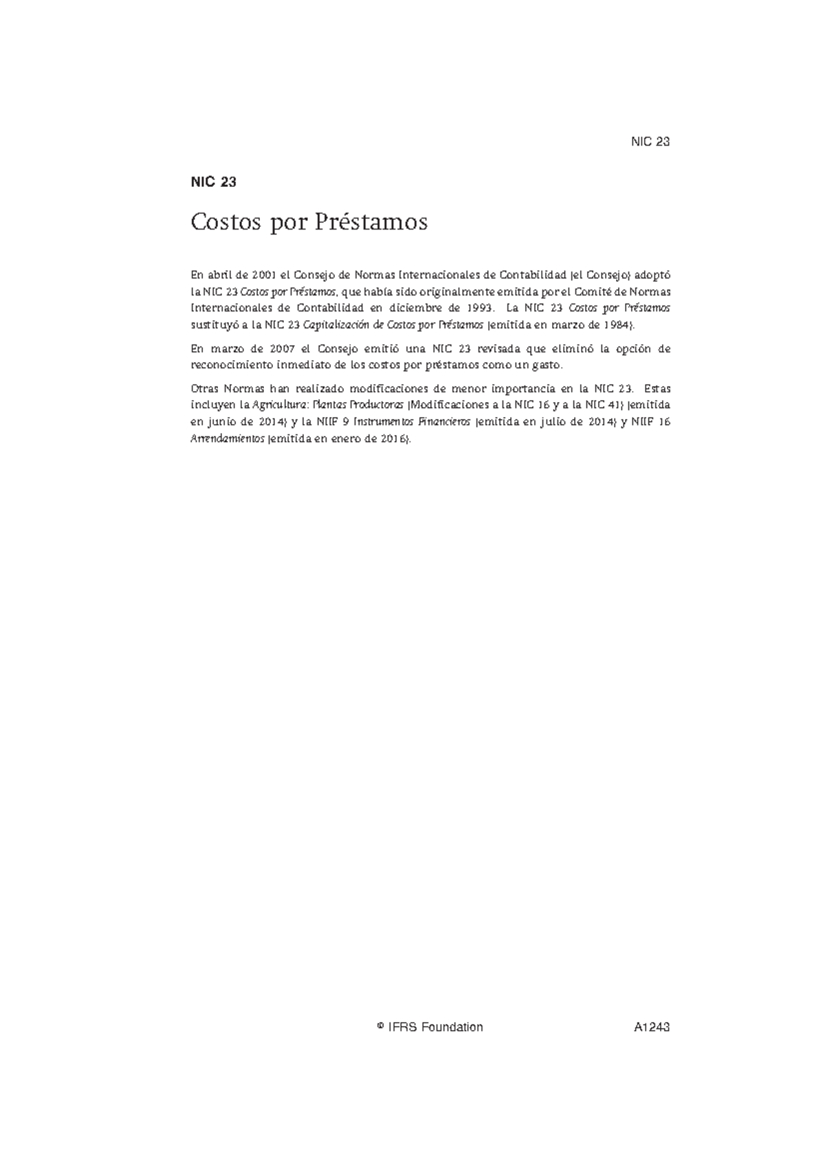 NIC 23 Costos por préstamos - La NIC 23 Costos por Préstamos sustituyó ...