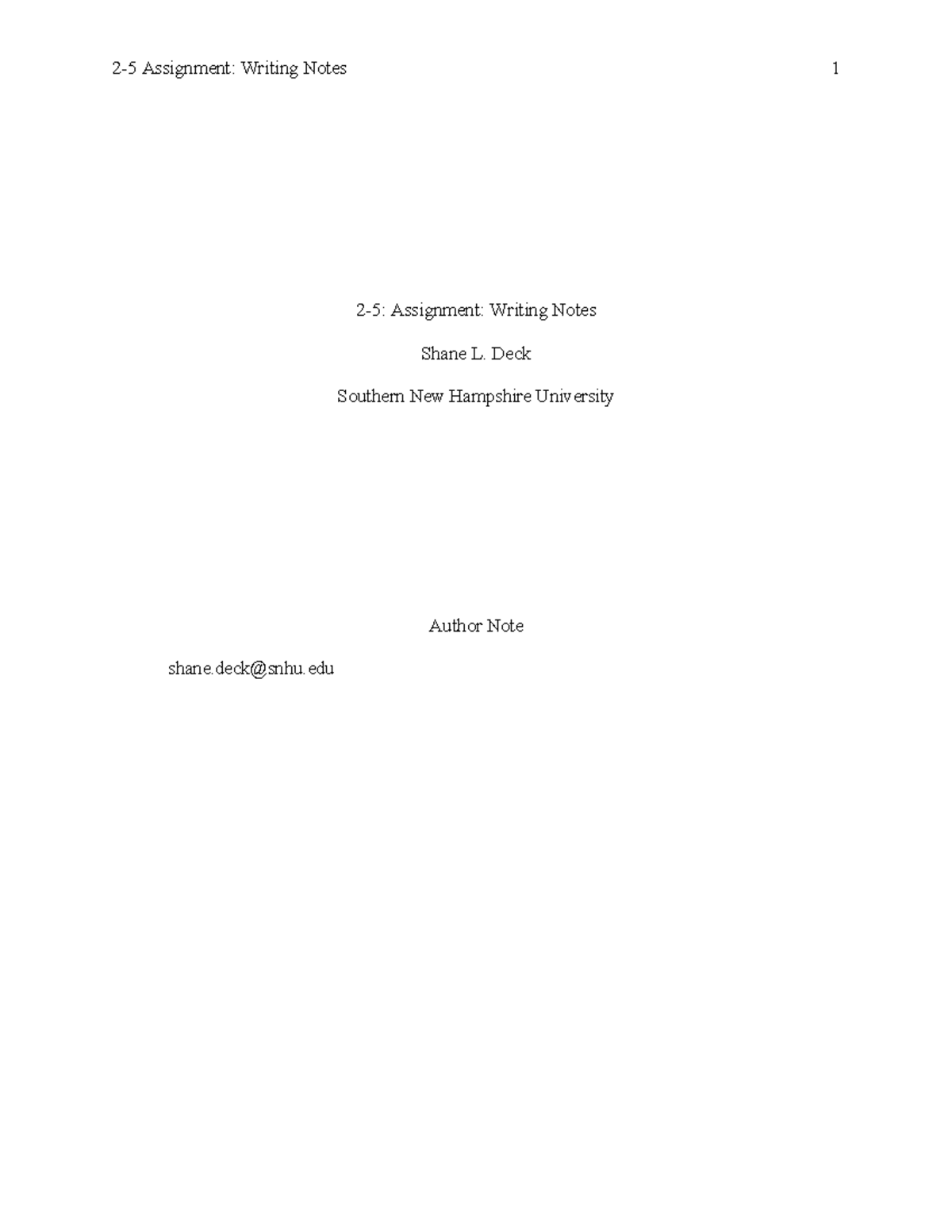 2-5 assignment writing notes - 2-5 Assignment: Writing Notes 1 2-5 ...