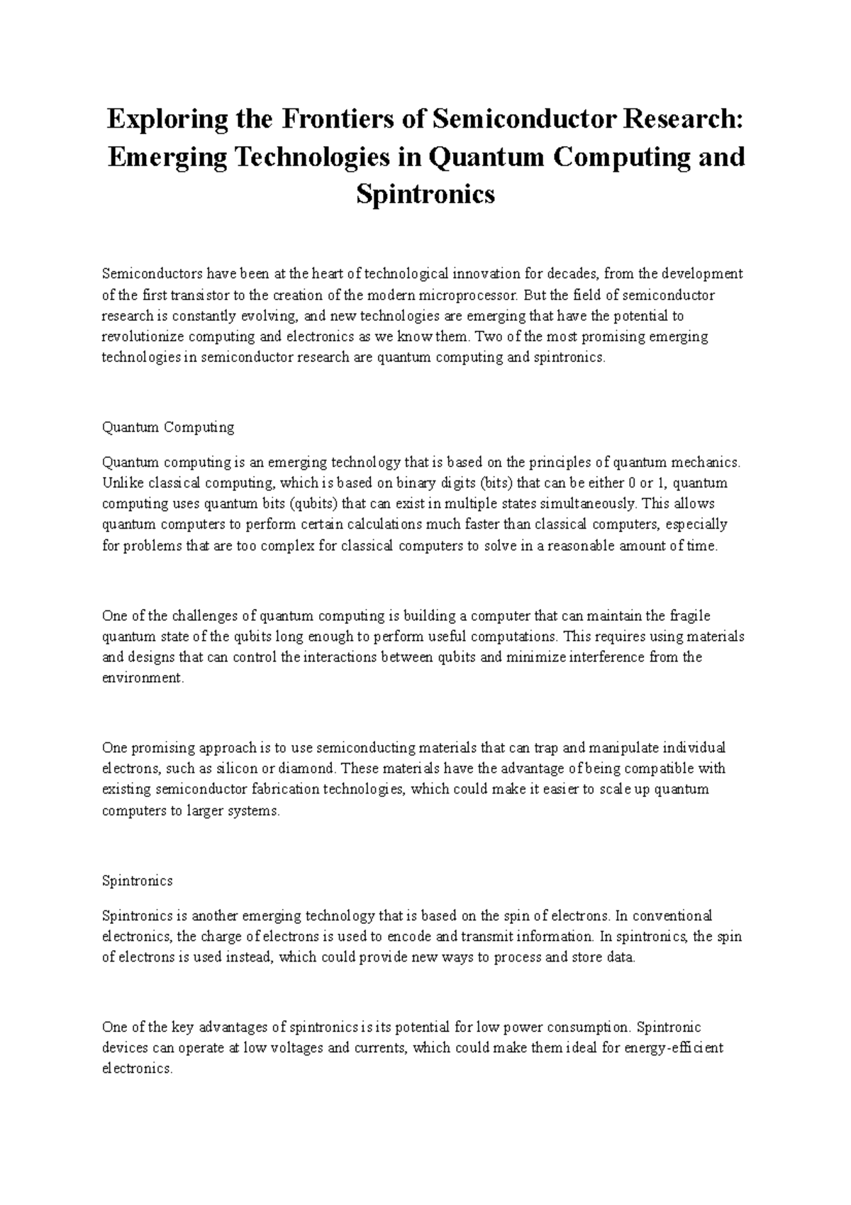 Exploring the Frontiers of Semiconductor Research - But the field of ...