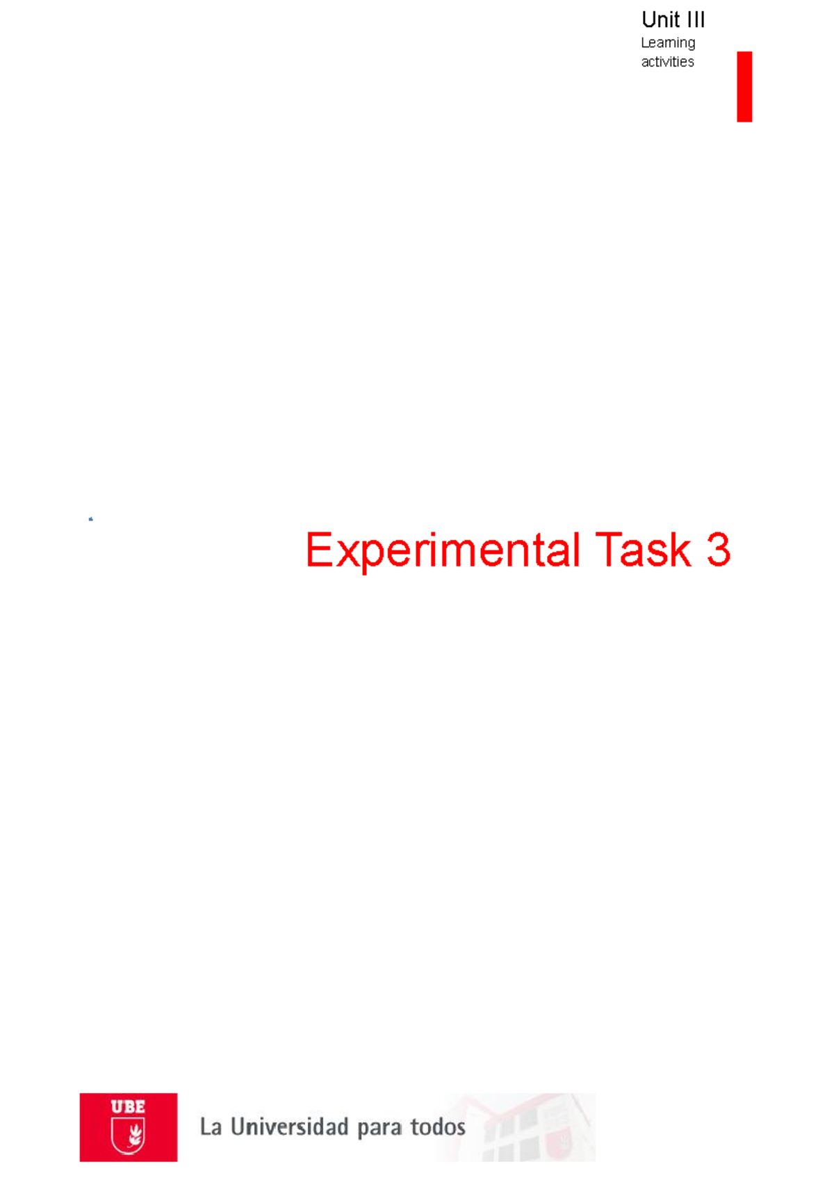 Practical task 3 - world - Unit III Learning activities Experimental ...