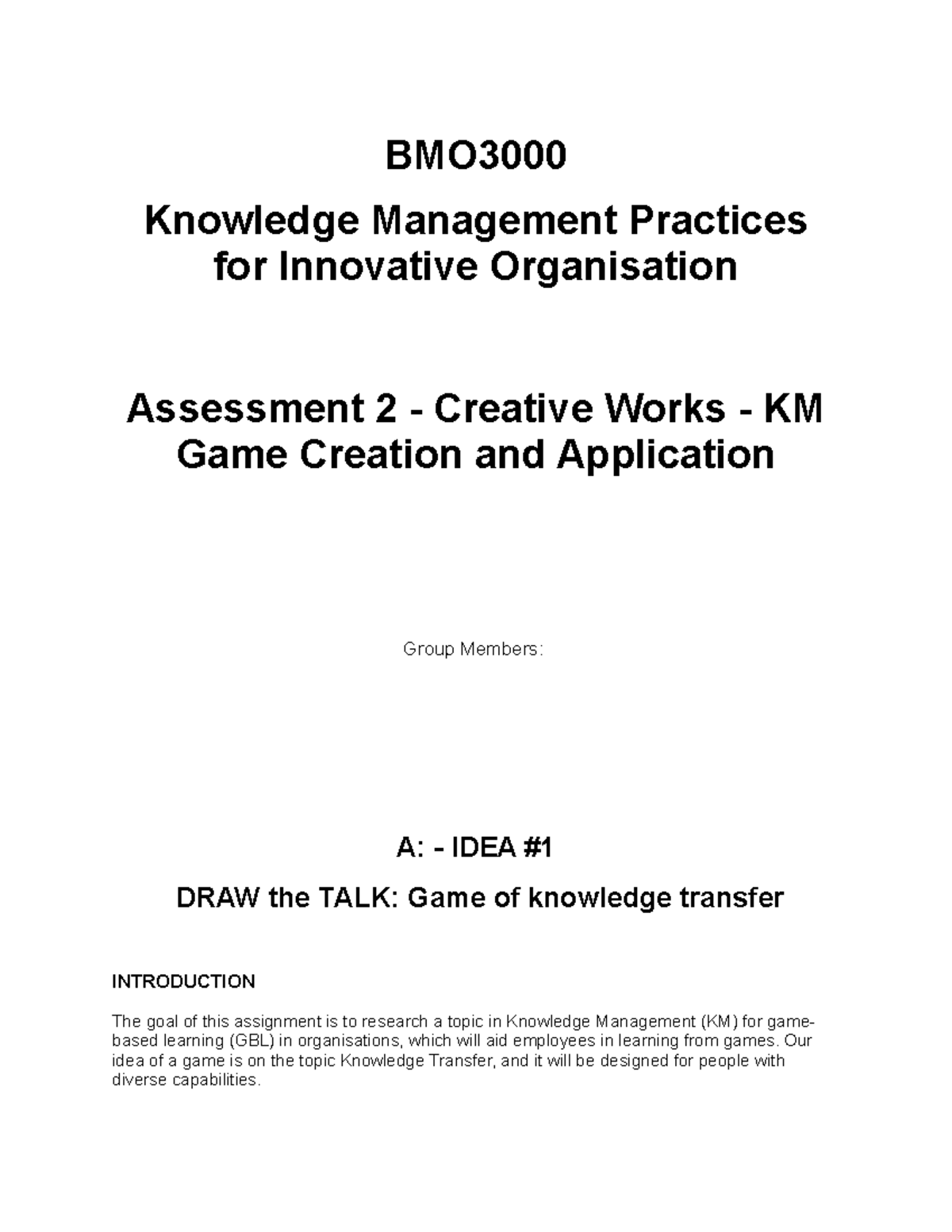 KM - Assessment 2 submit - BMO Knowledge Management Practices for ...