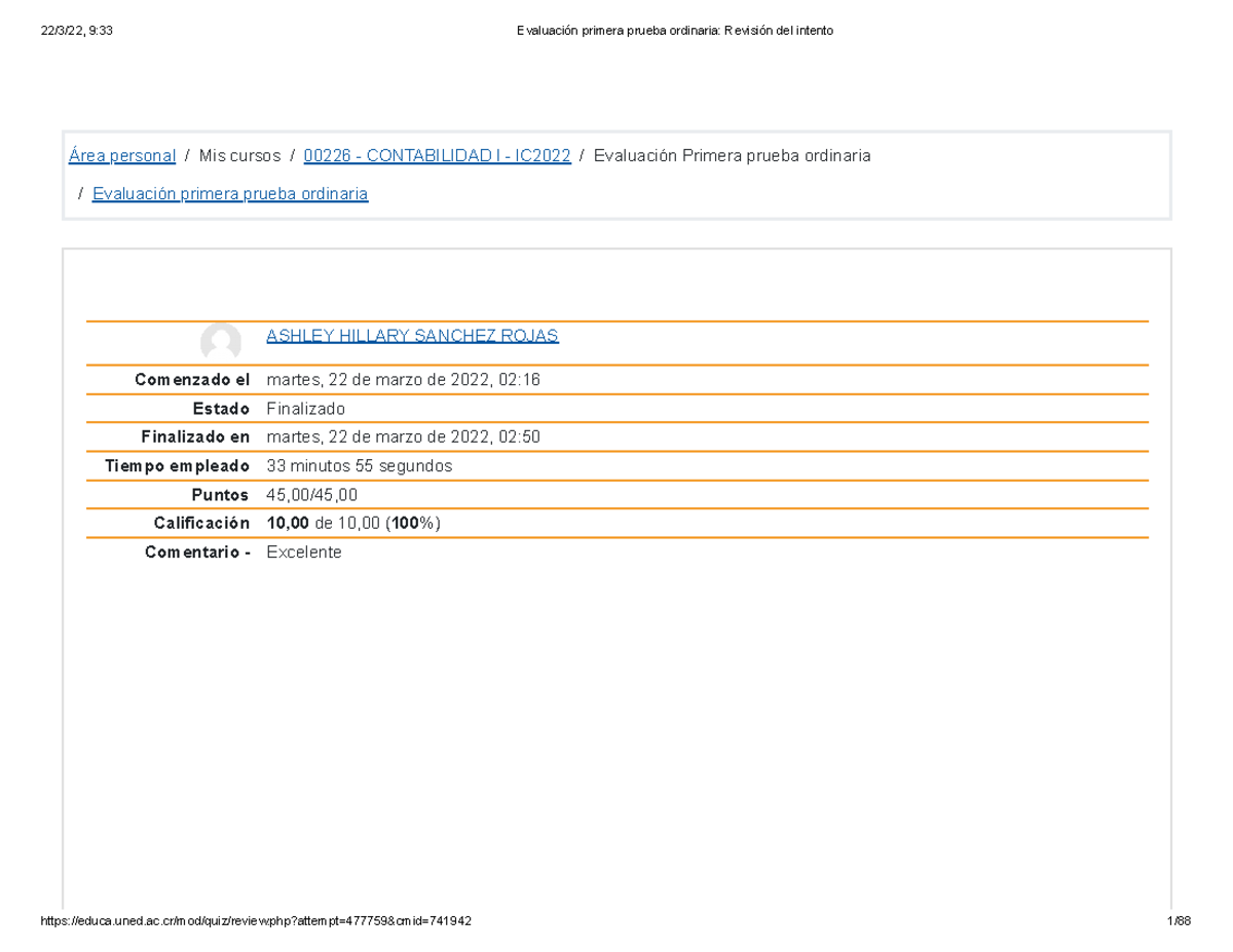 Primer ordinario v2 Conta 1 2022-1 - Área personal / Mis cursos / 00226 - CONTABILIDAD I ...