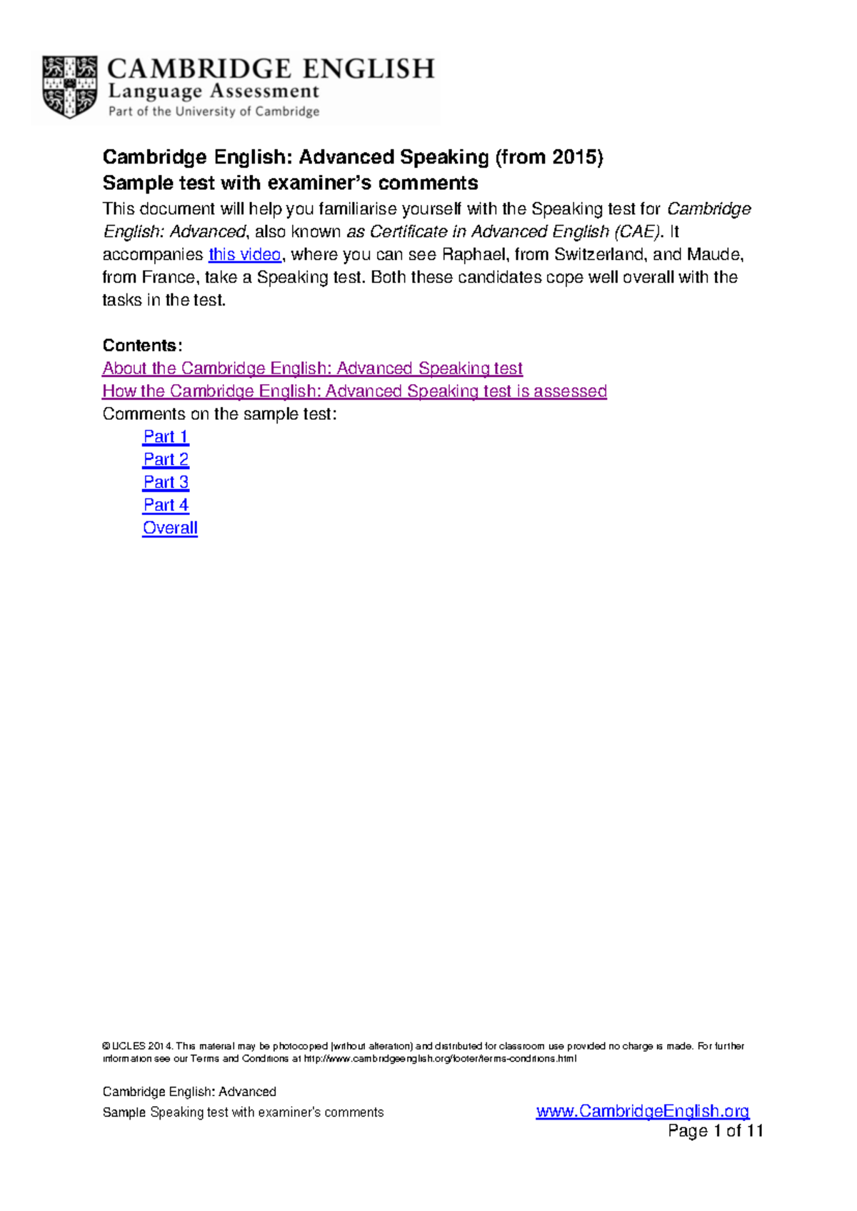 Cambridge Advanced - © UCLES 2014. This material may be photocopied ...