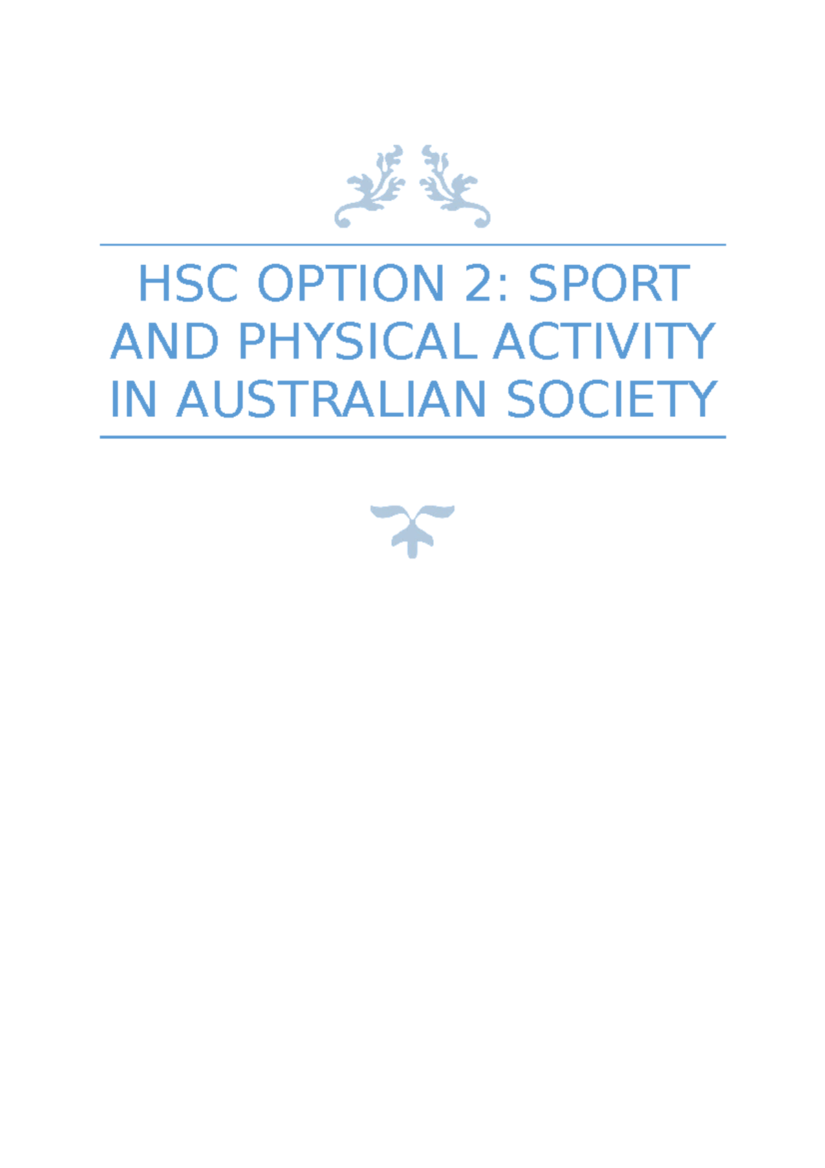 HSC Option 2- Sport and physical activity in australian society - HSC ...