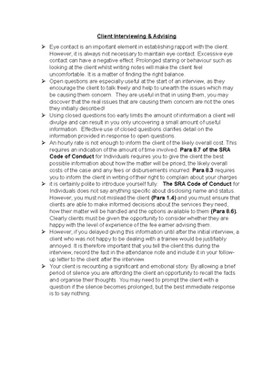 Sqe2 sample question client interviewing and attendance note legal ...