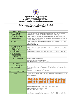 COT Lesson PLAN -Finding the Area of Circle - Grades 5 DAILY LESSON LOG ...