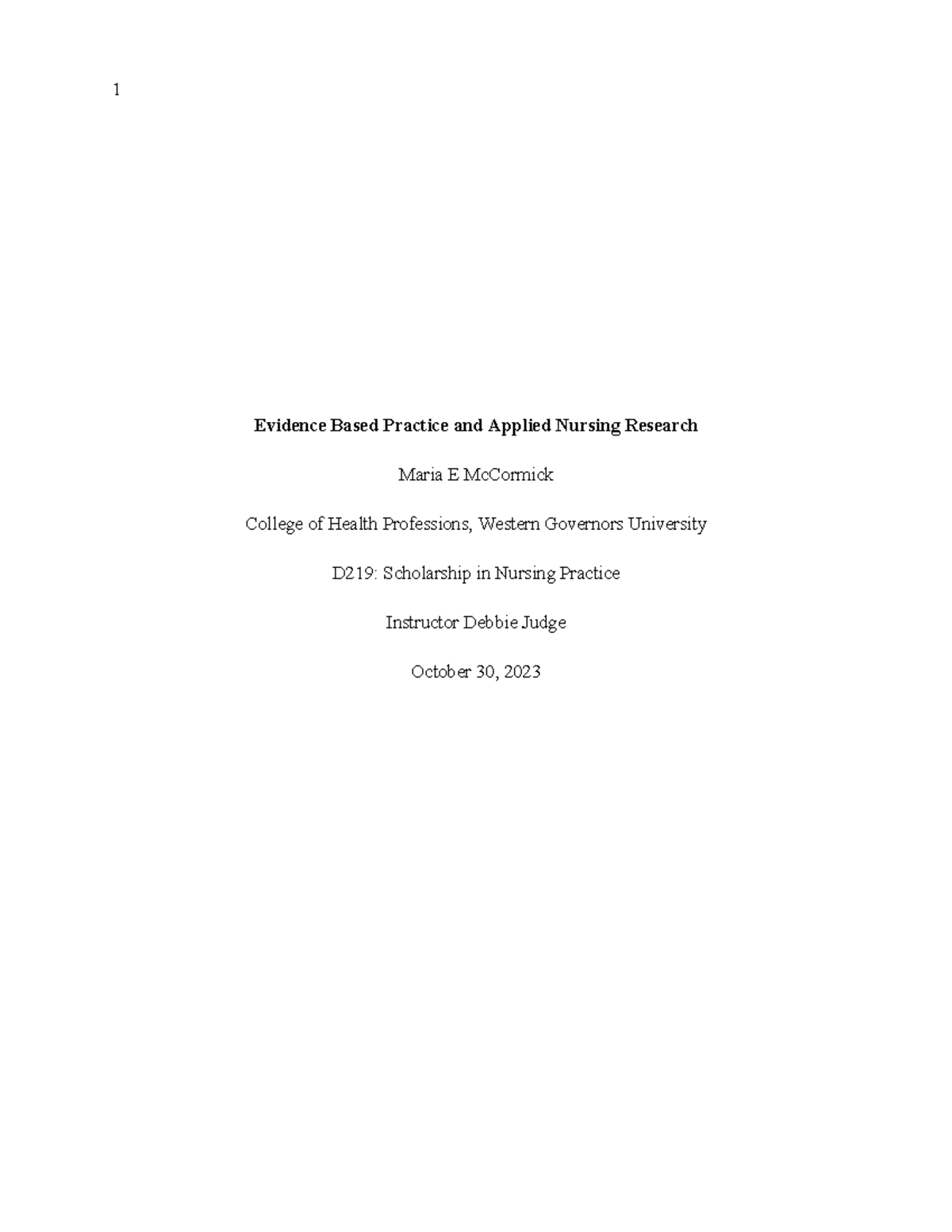 D219 EBP and ANR - Evidence Based Practice and Applied Nursing Research ...